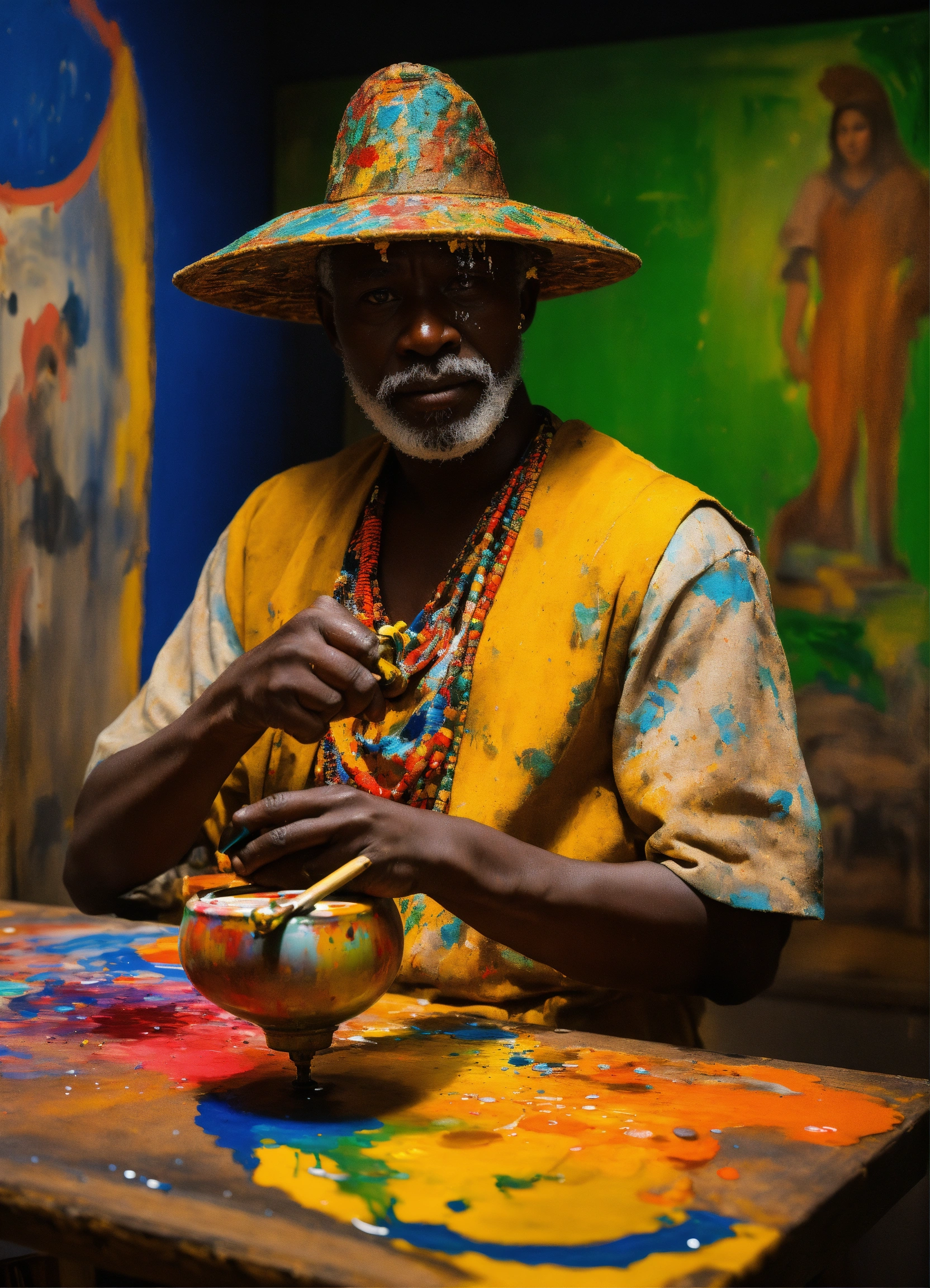 Lexica - African sculptor,African sculptor, a man carving wood,Surreal ...