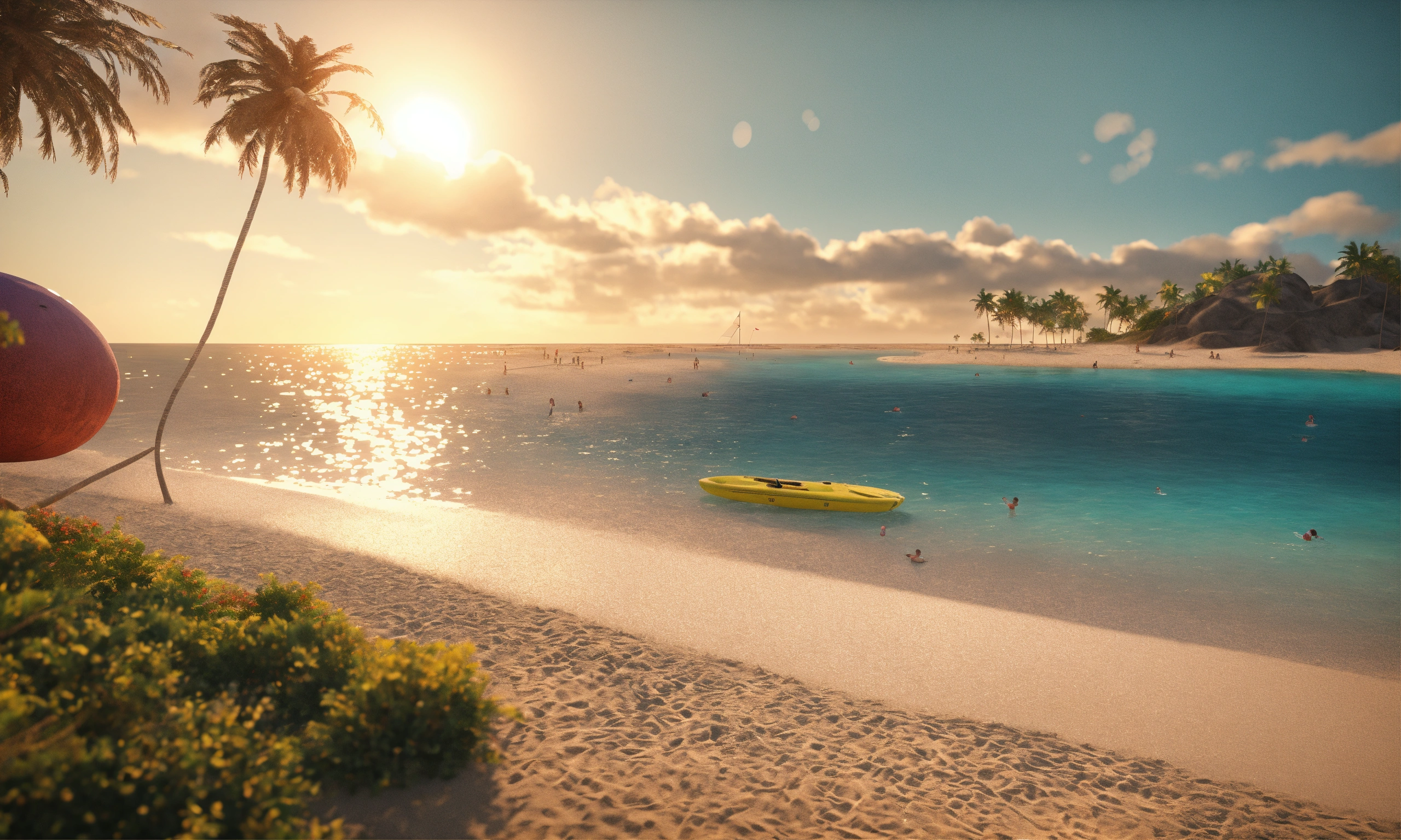 Lexica - 3D beach scene at 8k