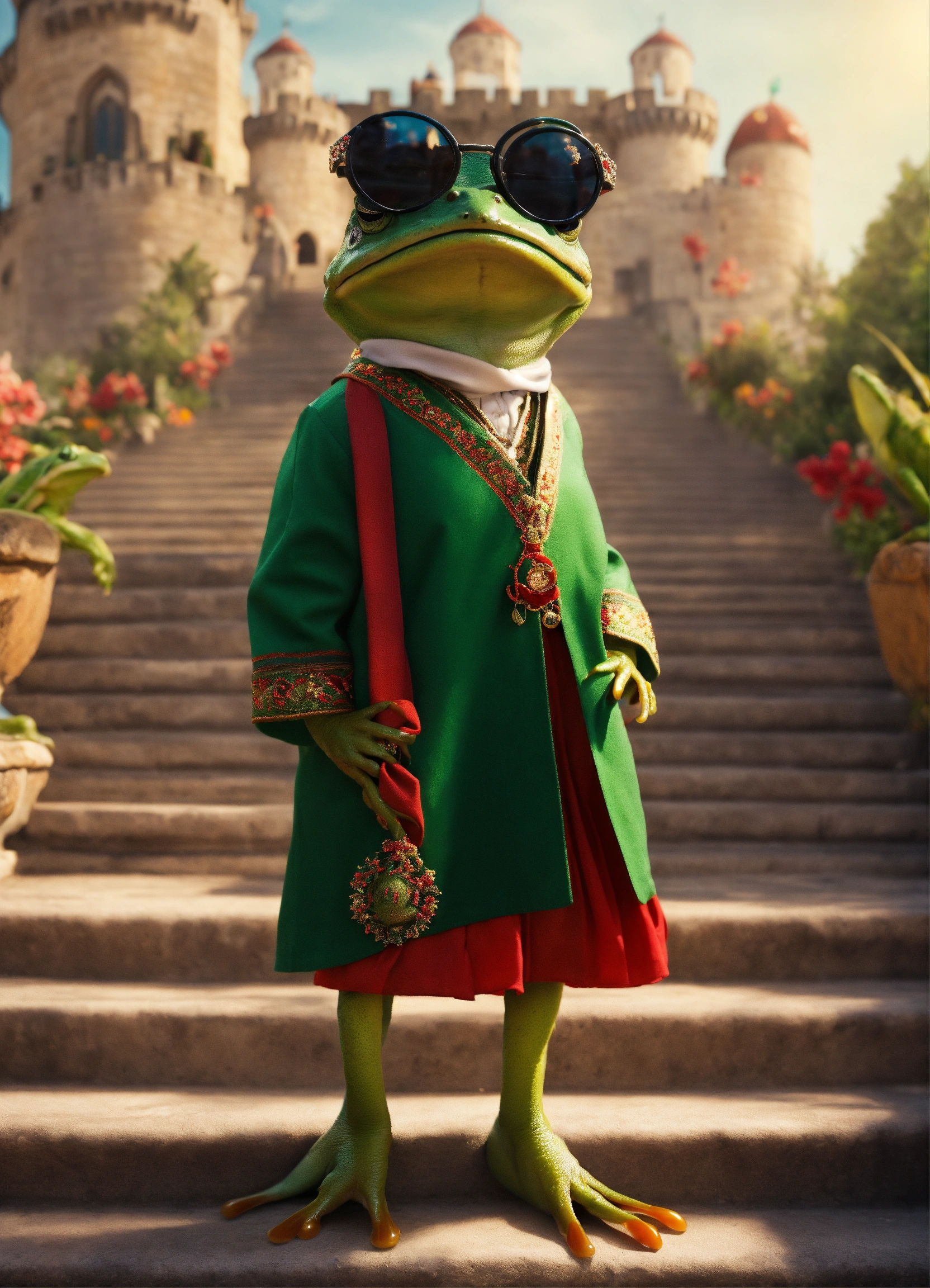 Lexica - Cute frog with black glasses in mexican clothes meeting Nobel ...