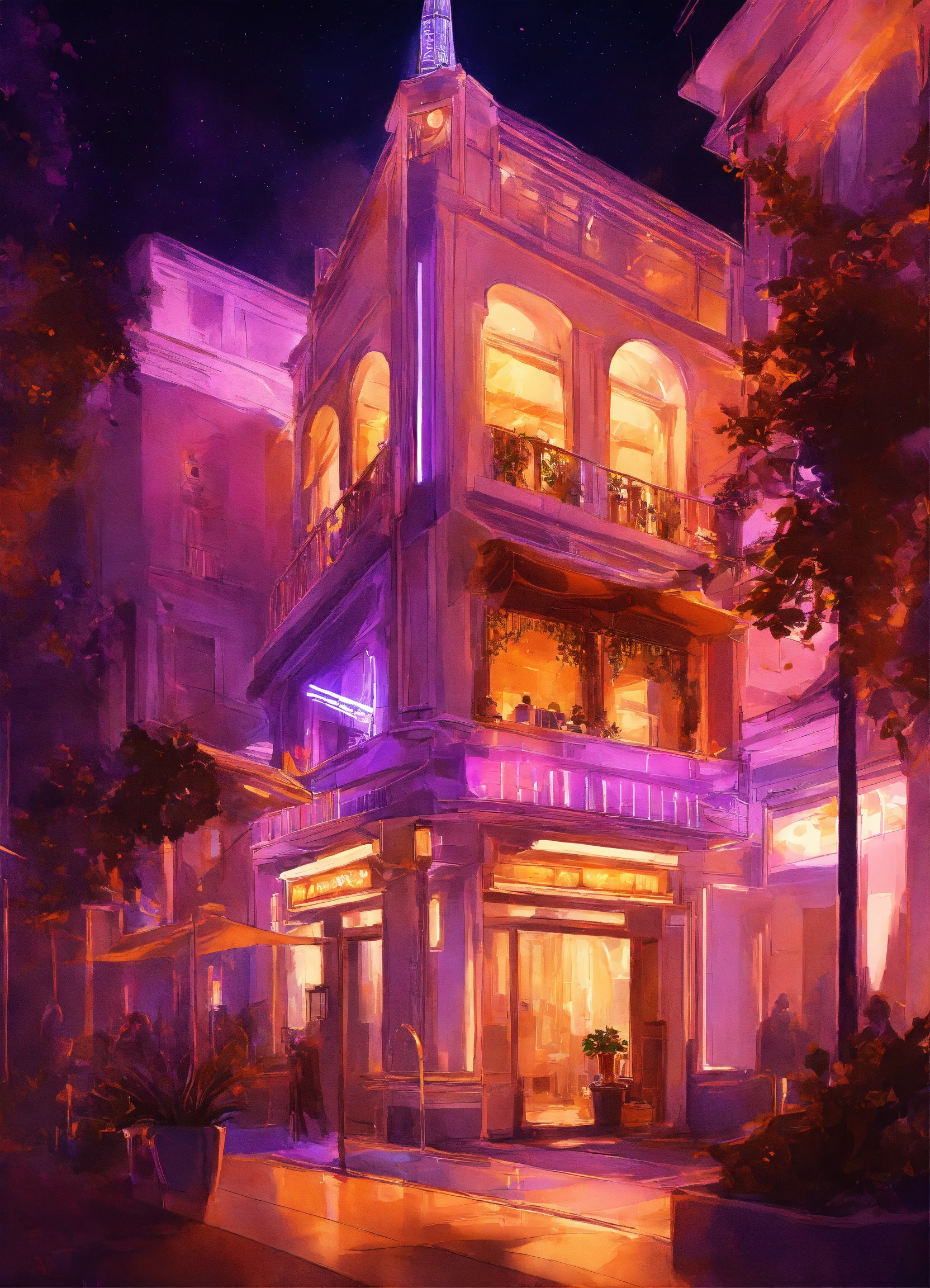 Lexica - Digital art of a two-story, classy, white Star Wars night club ...