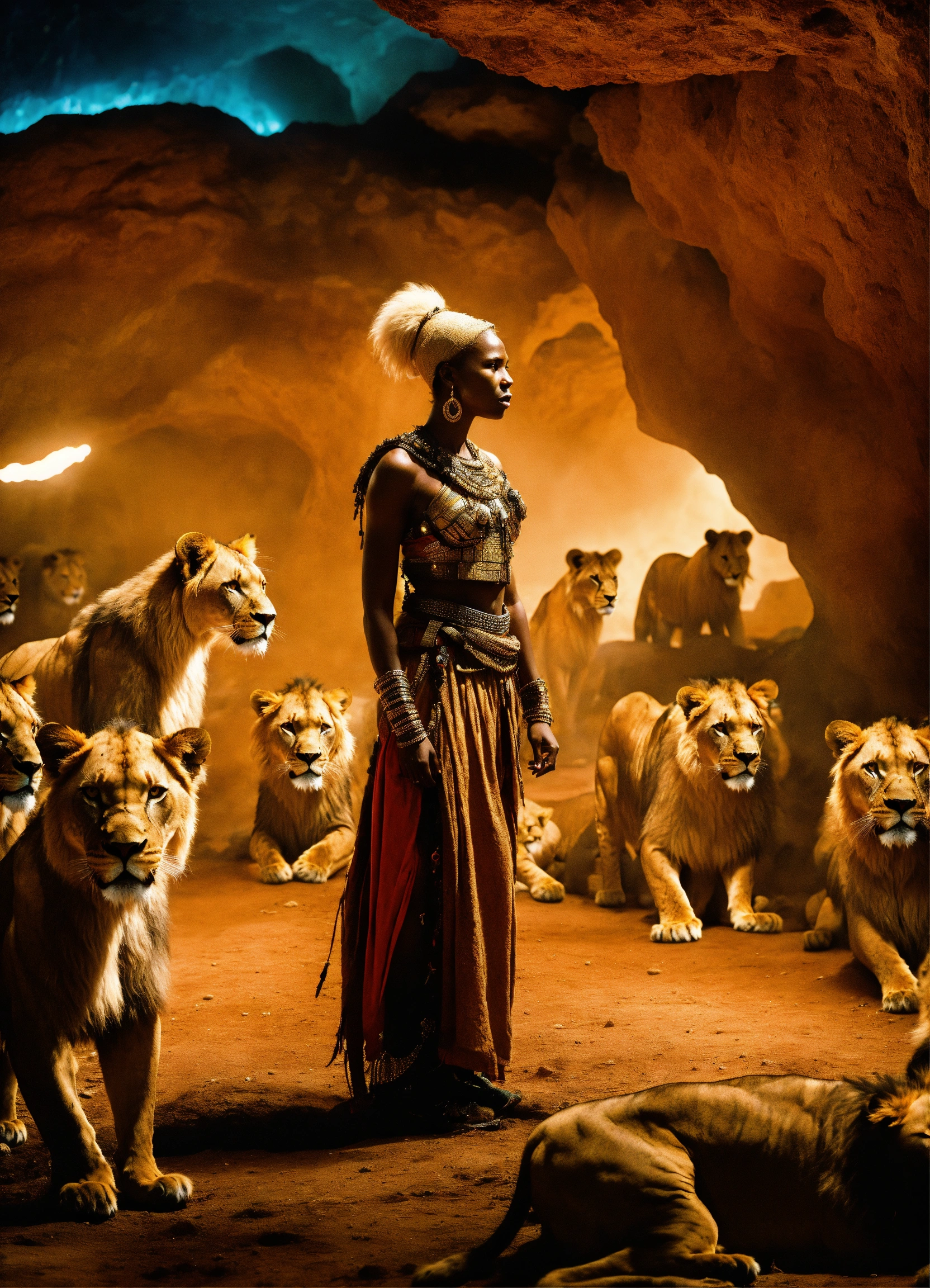 Lexica - Dramatic film still of an African albino woman in ancient ...