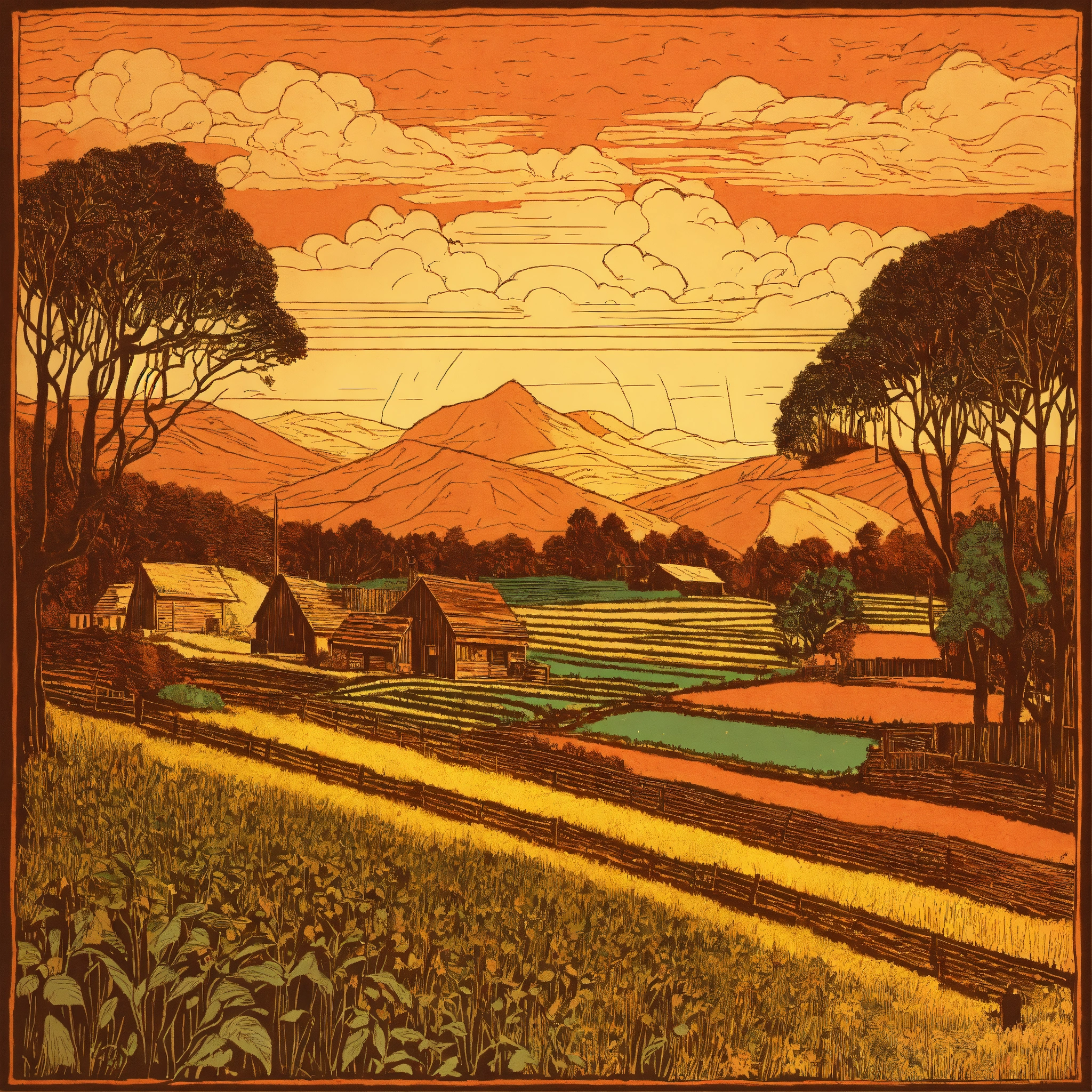 Lexica - In wood block etching style, in 3 colors The beauty and ...