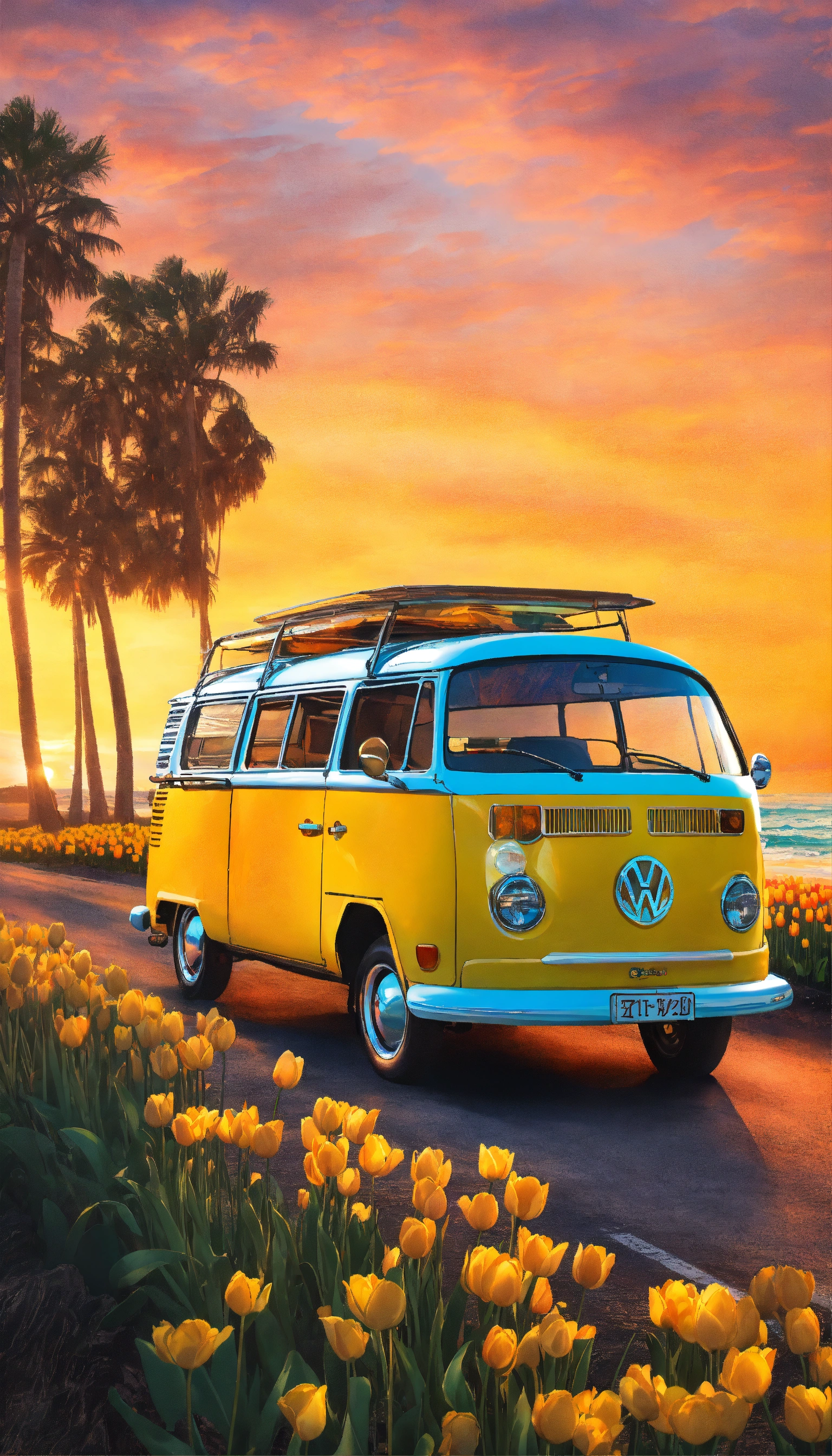 Lexica - Photo 16k, ultra realist, yellow VW combi COLORS PASTEL ...