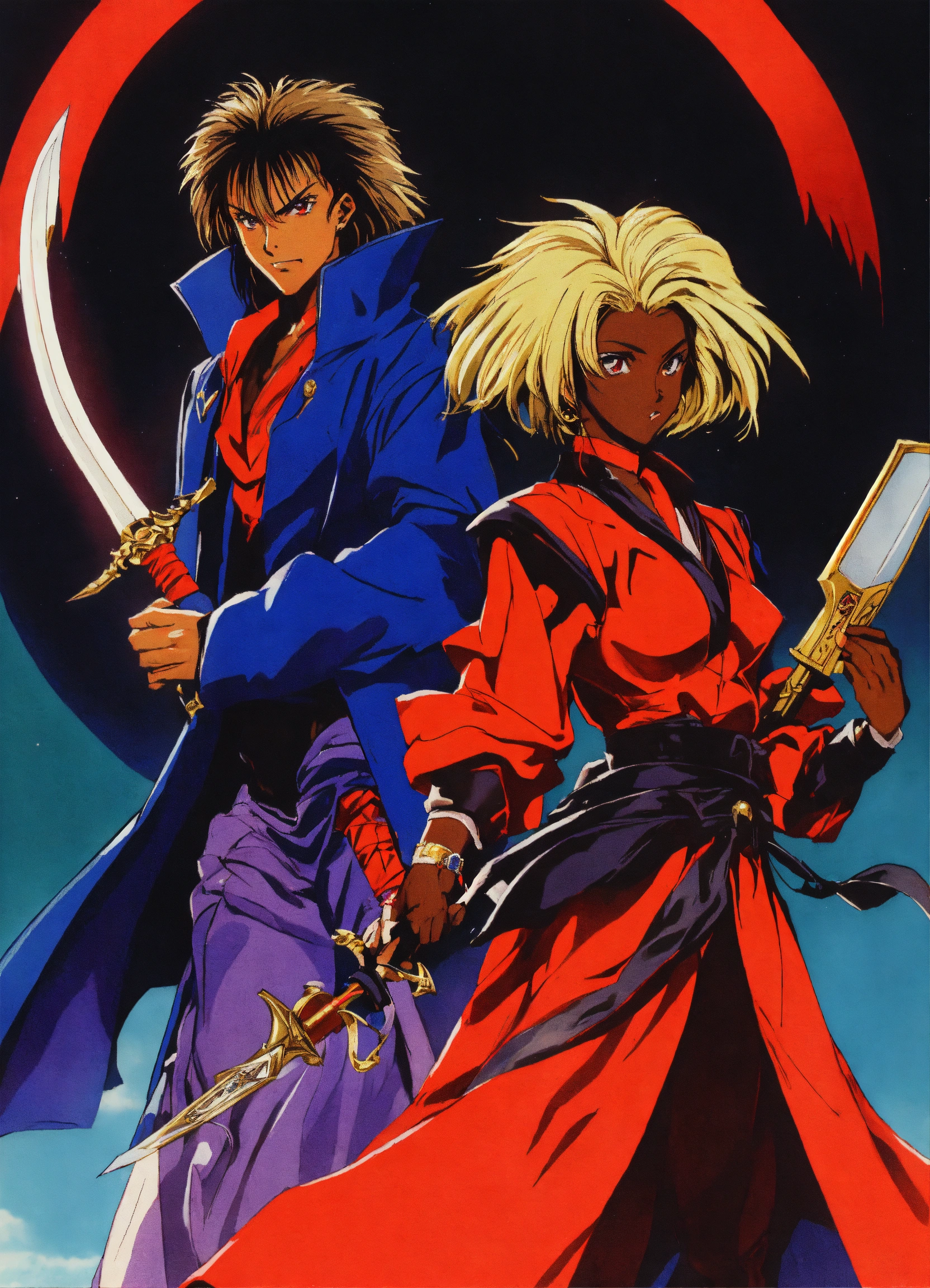 Lexica - 80s anime black characters vampire hunters mages fighting vampires