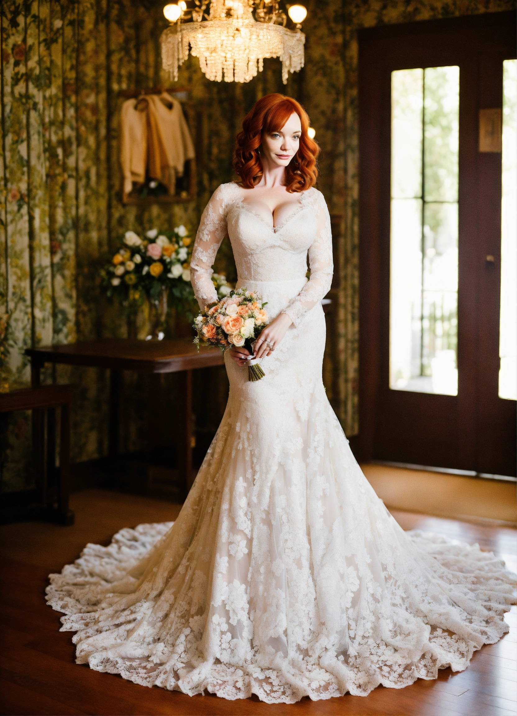 Lexica - Christina Hendricks in a beautiful white lace wedding gown