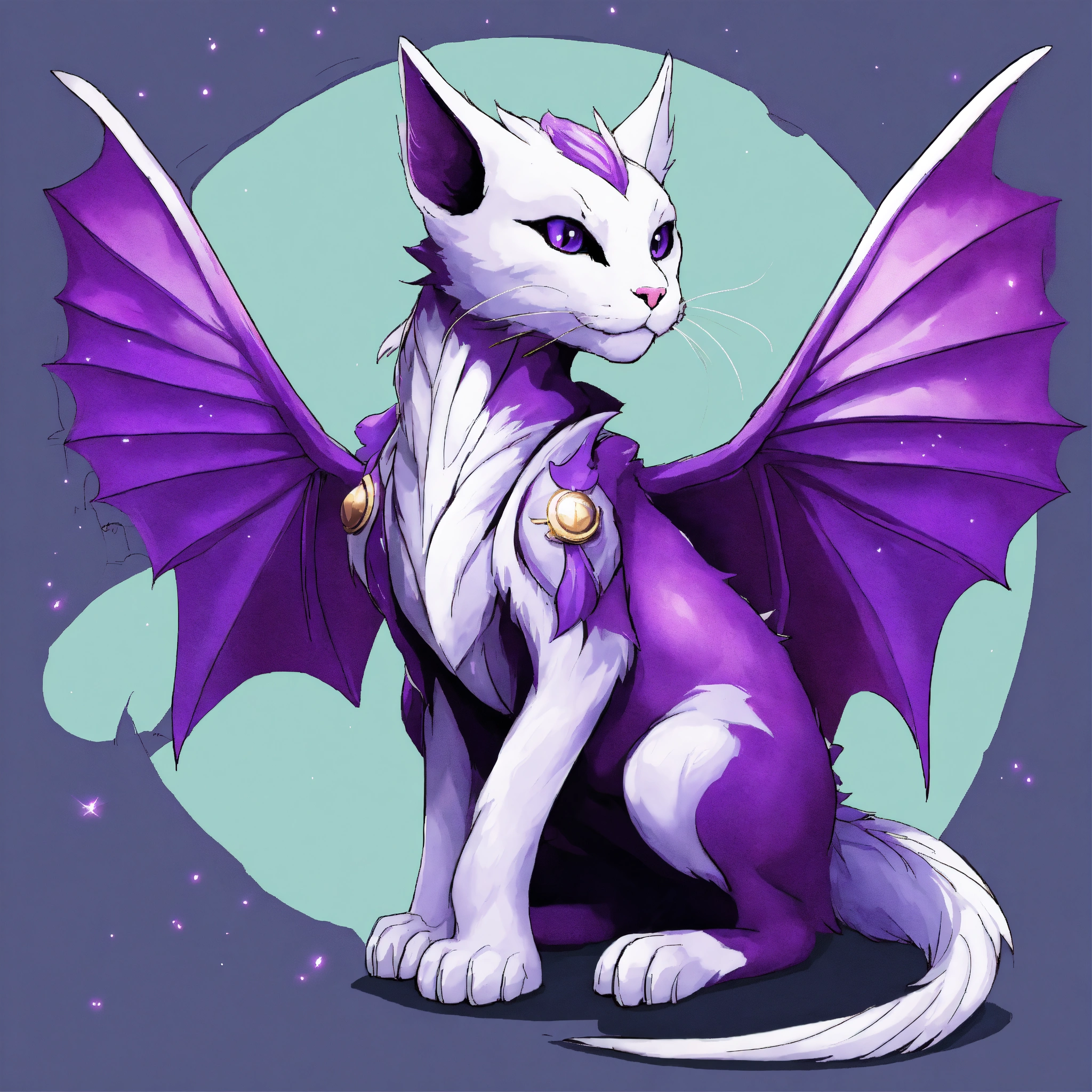 Lexica - White purple Dragon Cat with wings the wizard, fantasy, anime ...