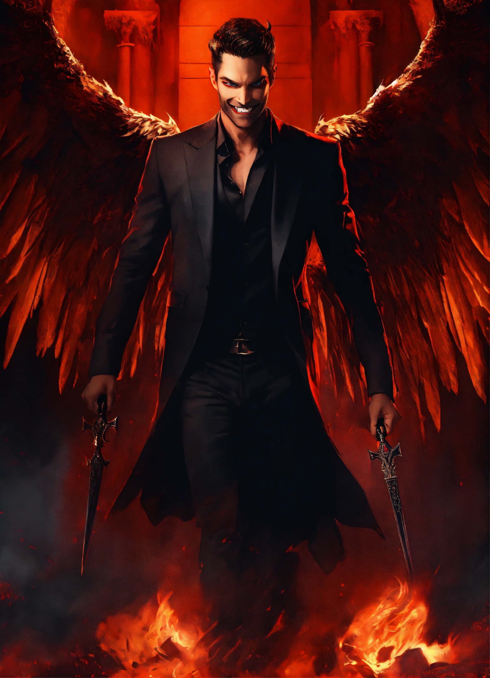 Lexica - Lucifer as an angel, evil grin, evil smile, insanity unleashed ...