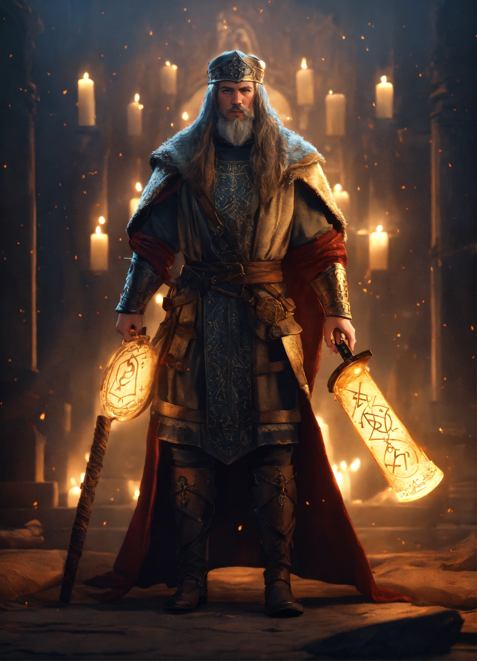 Lexica - A realistic full body portrait of a medival rune master, runes ...
