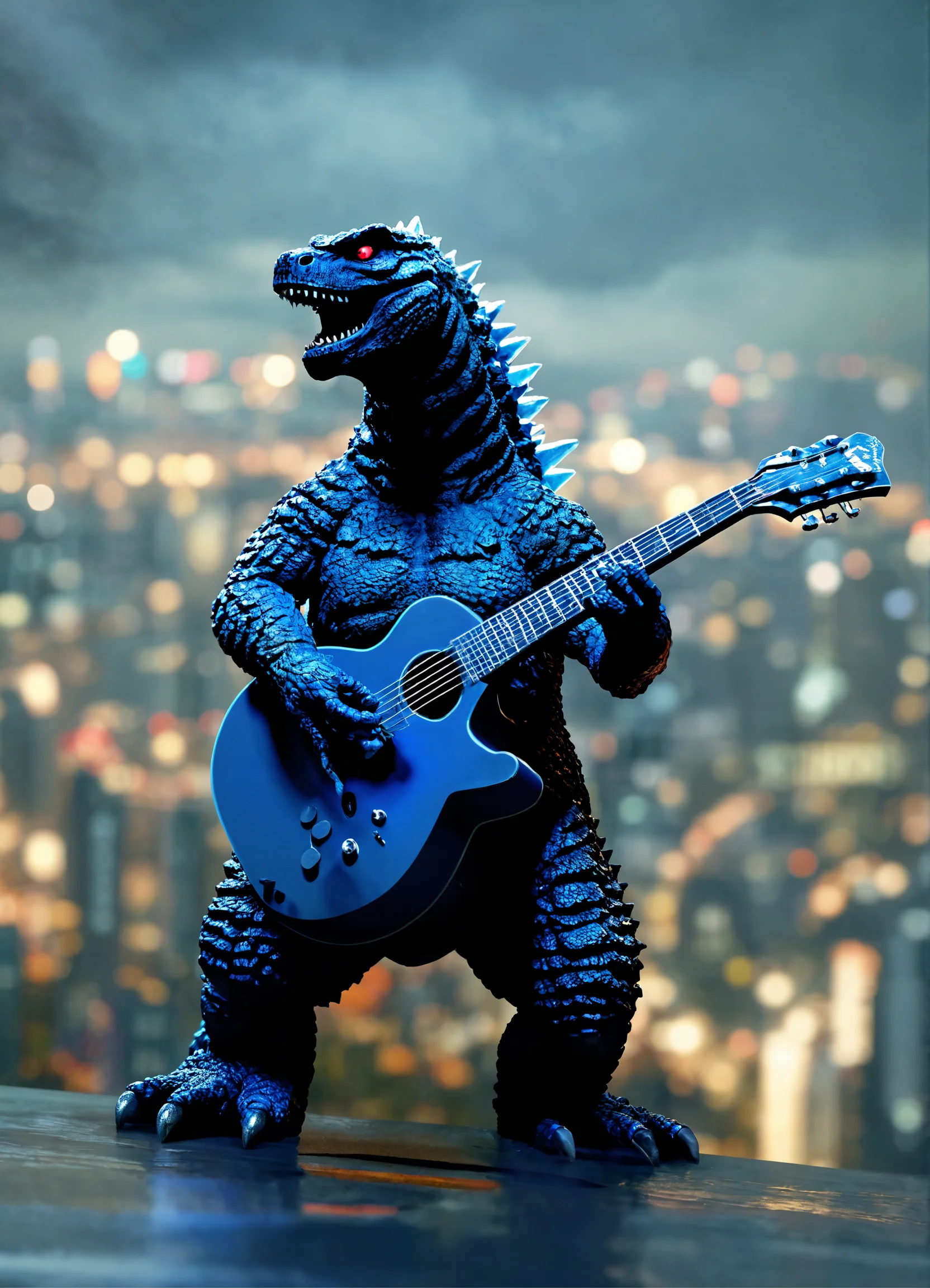 Lexica - Godzilla plays blue acustic guitar, concert, Tokio city ...
