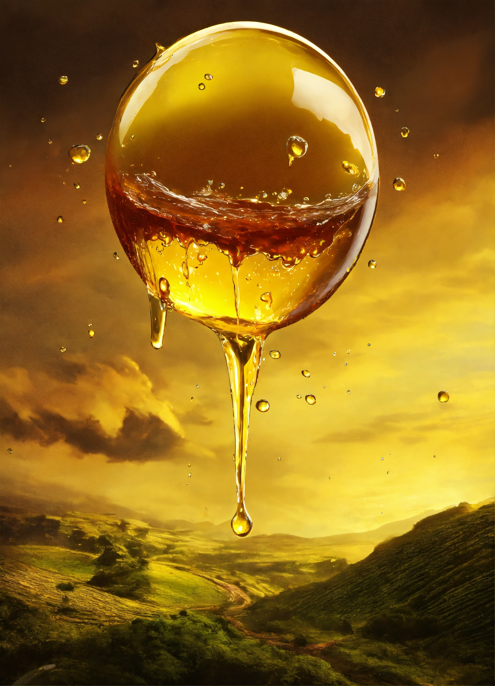 Lexica - Cooking oil dripping onto the planet