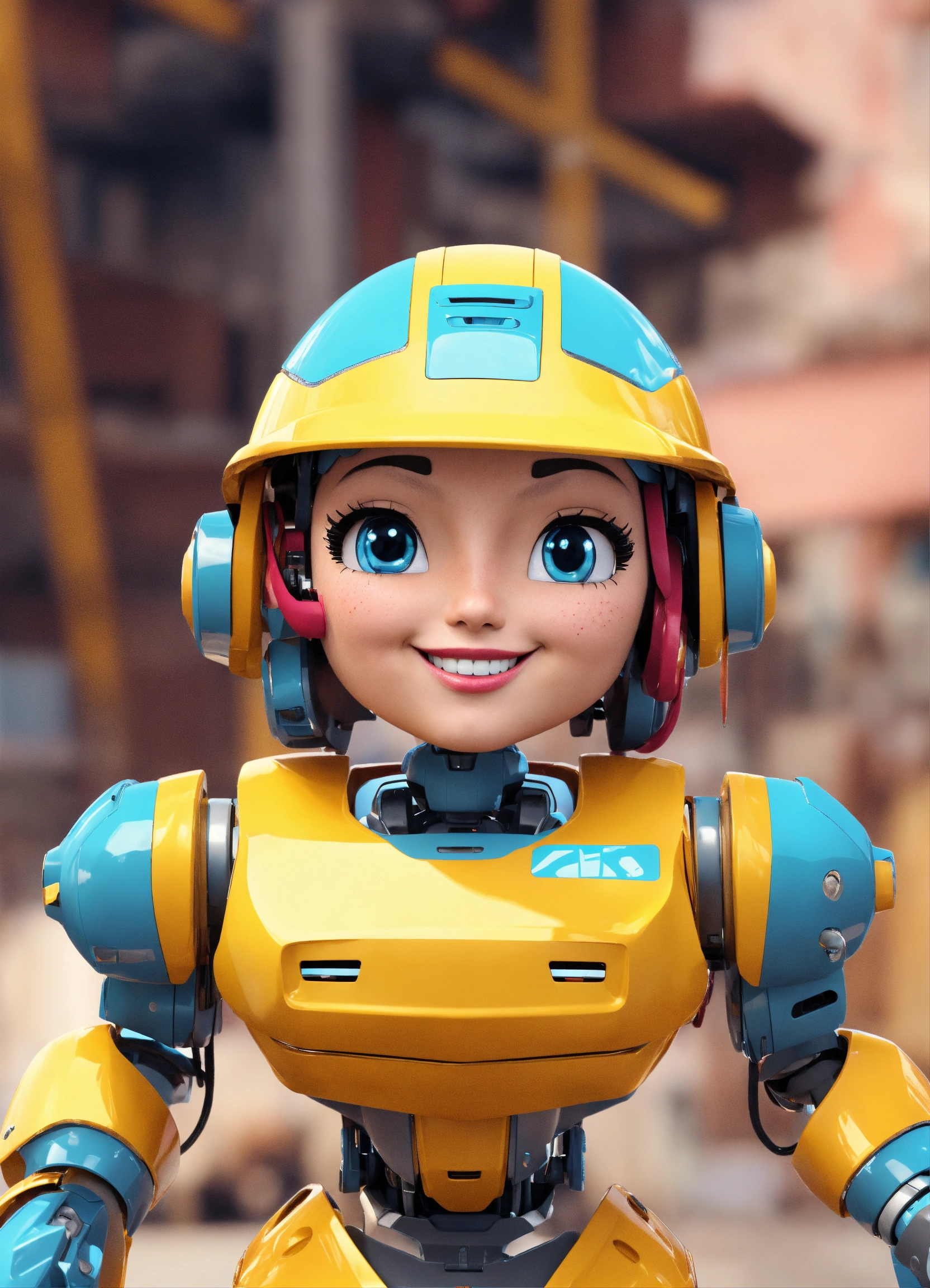 Lexica - Generates a female bot construction, a very smiling animated ...
