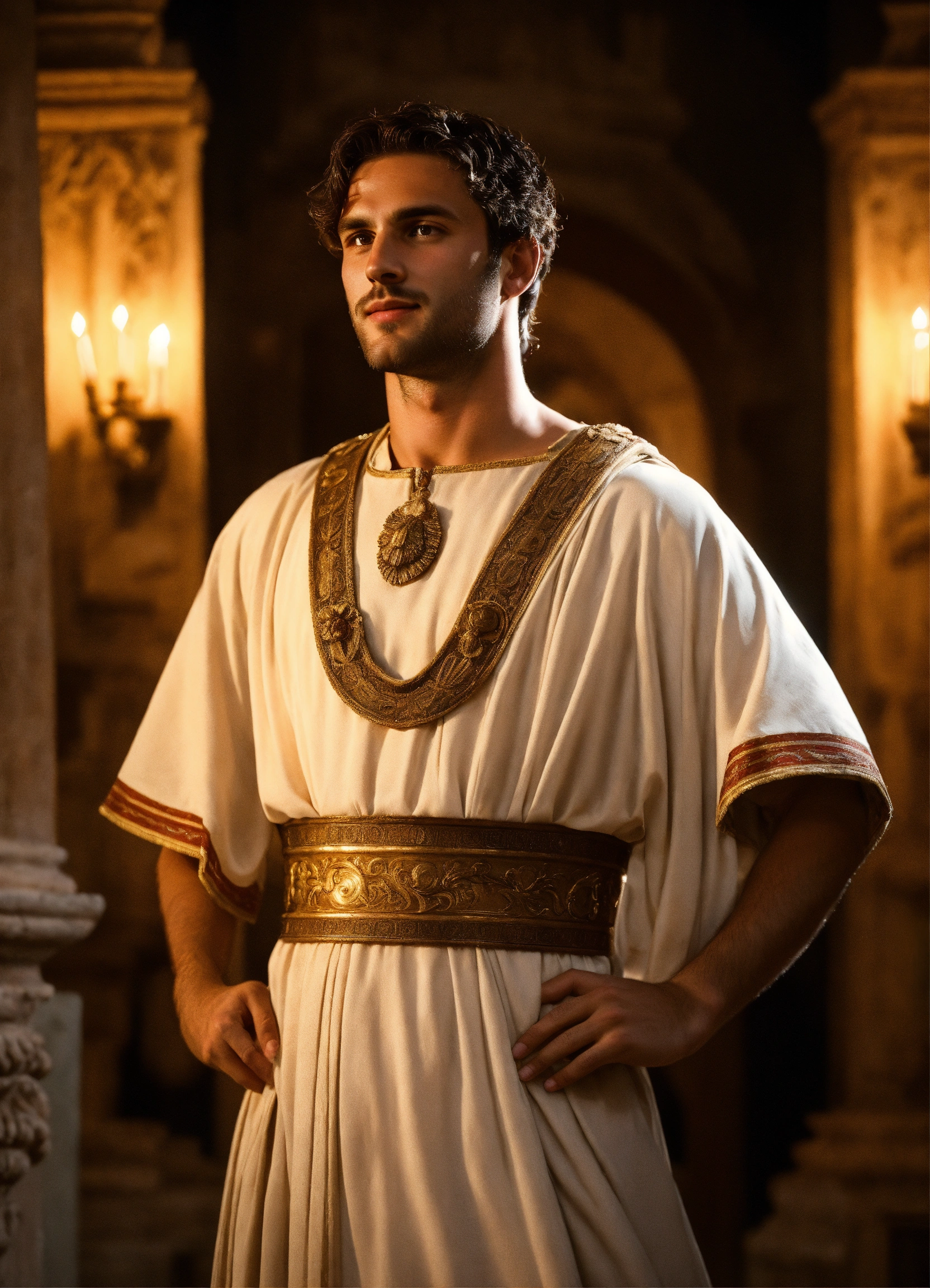 Lexica - A young rich noble handsome roman man wearing roman clothes ...