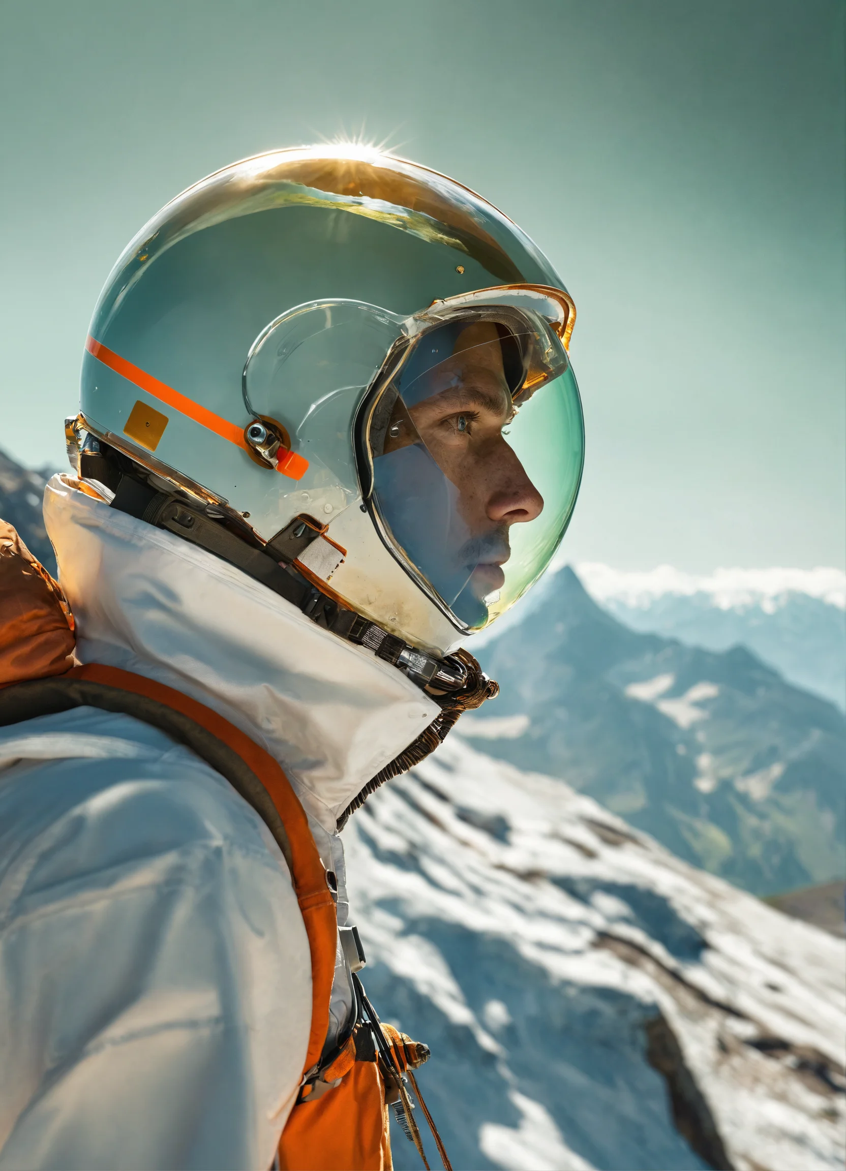 Lexica - Hiking. Transparent glass Helmet. Man on the moon . Cyborg ...