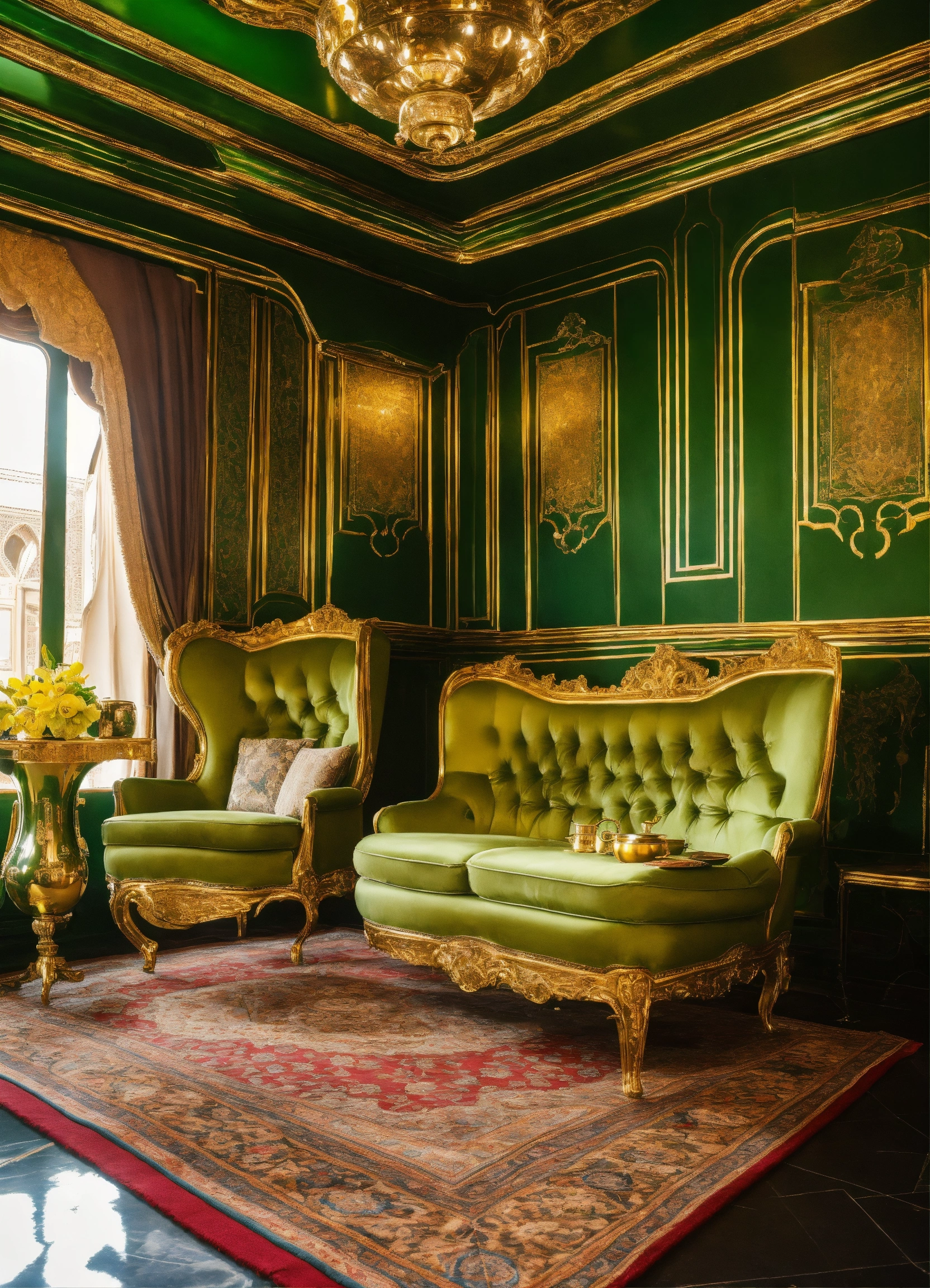 Lexica - Baroque french Saudi olive green nouveau riche style airplane ...