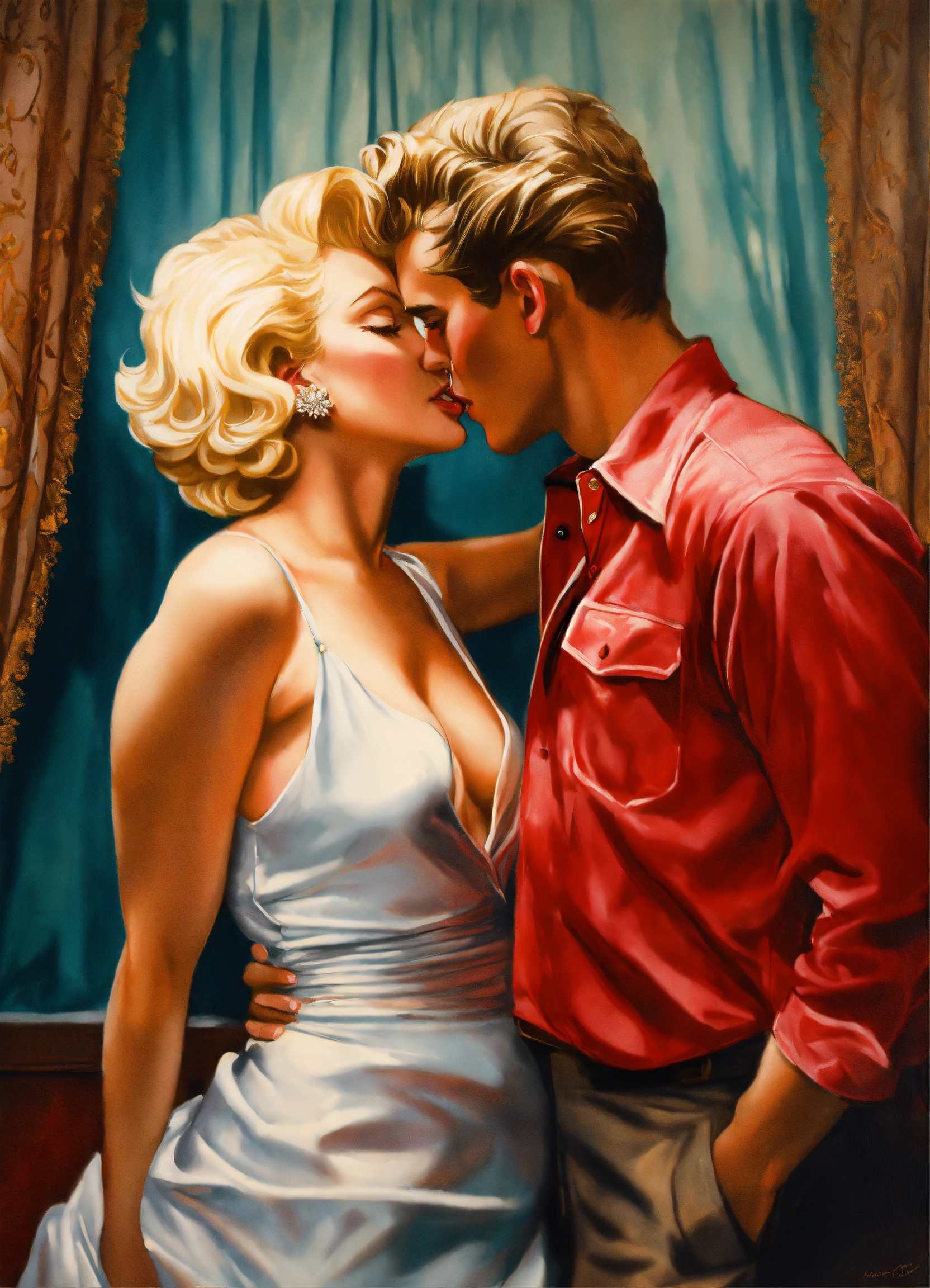 Lexica - "THE FIRST KISS DANCING CHEEK TO CHEEK, PERFECT, ACCURATE REPRESENTATION OF MARILYN ...