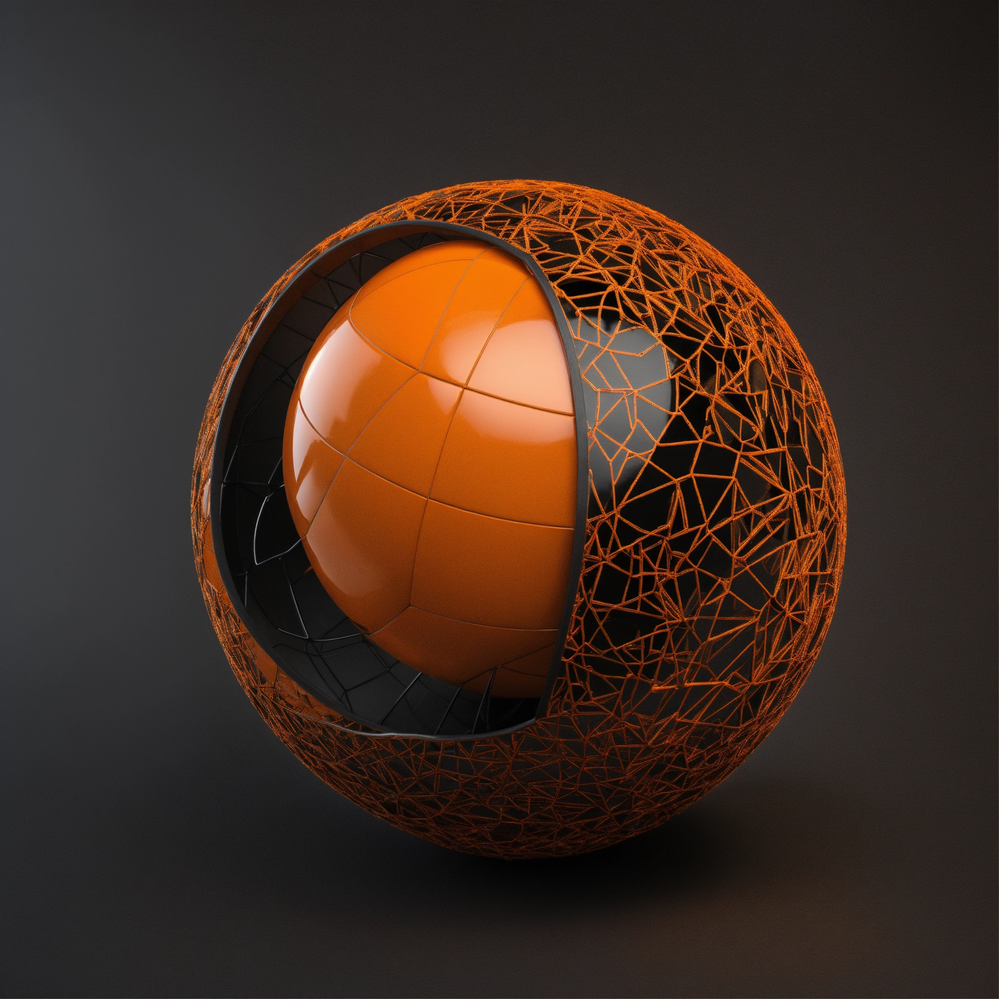 Lexica - Winline orange ball, black background, 3d icon