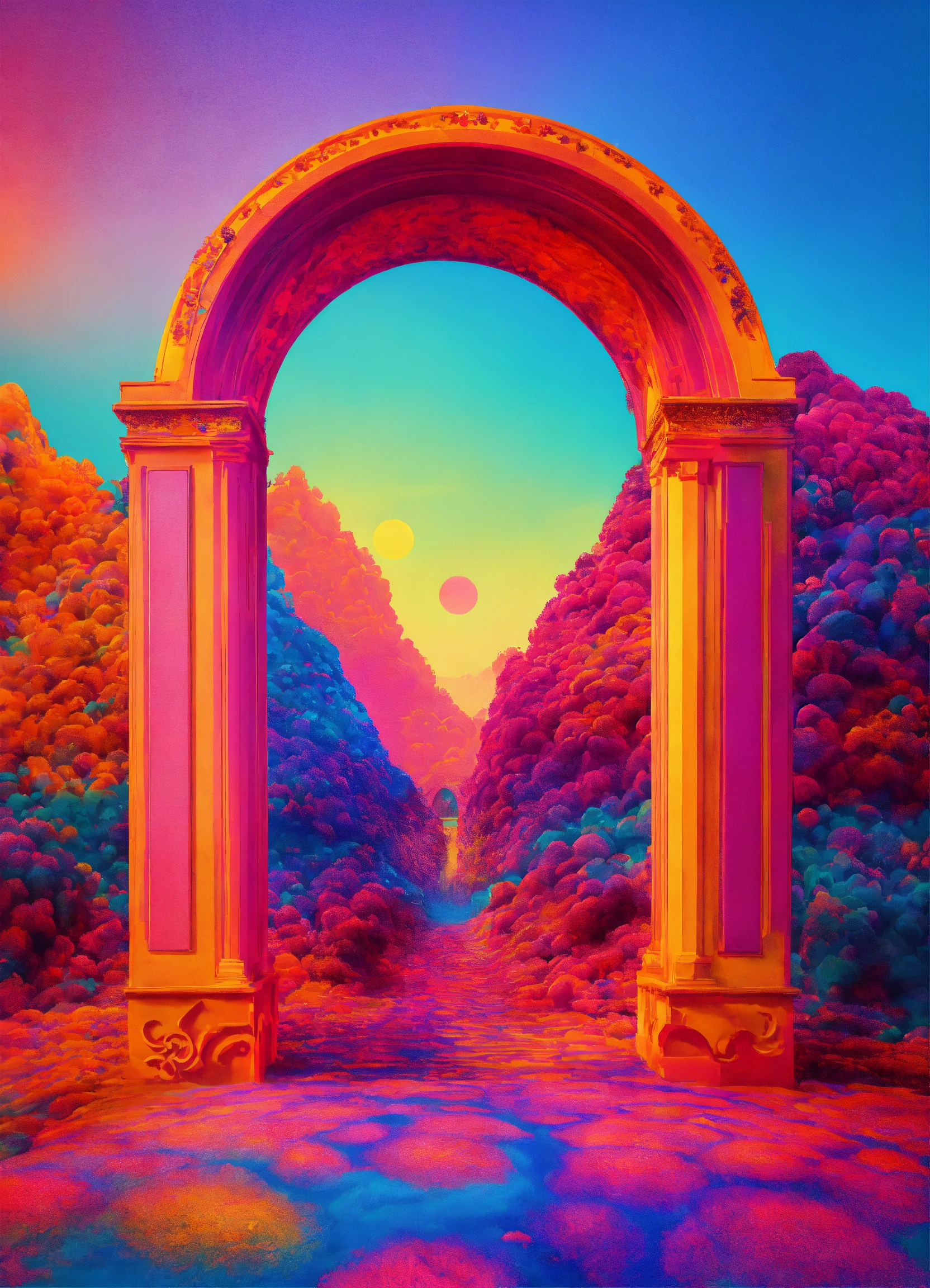 Lexica - Arch that blended into psychedelic color background