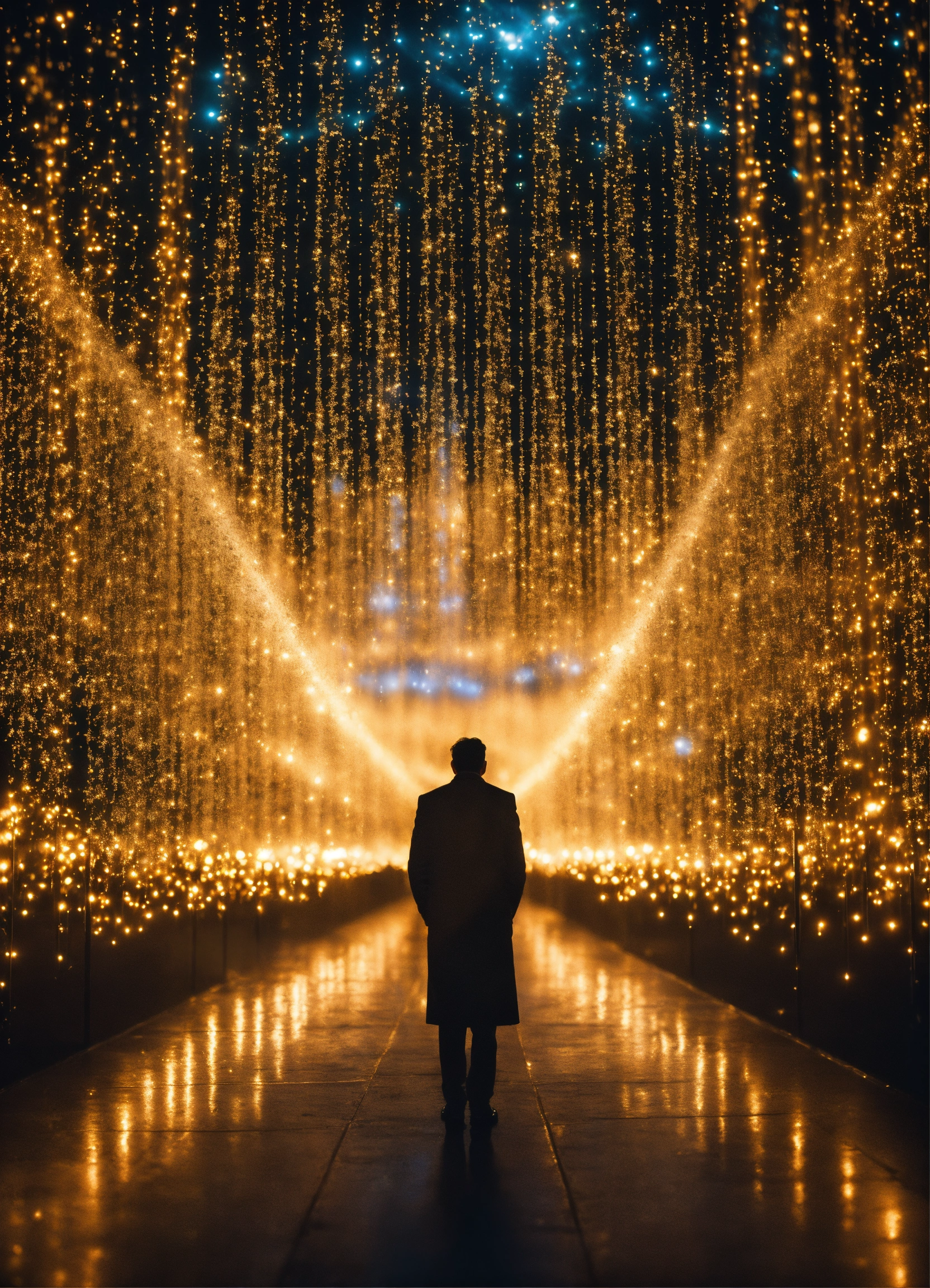 Lexica - Surrealistic photograph, millions of angels twinkling lights ...