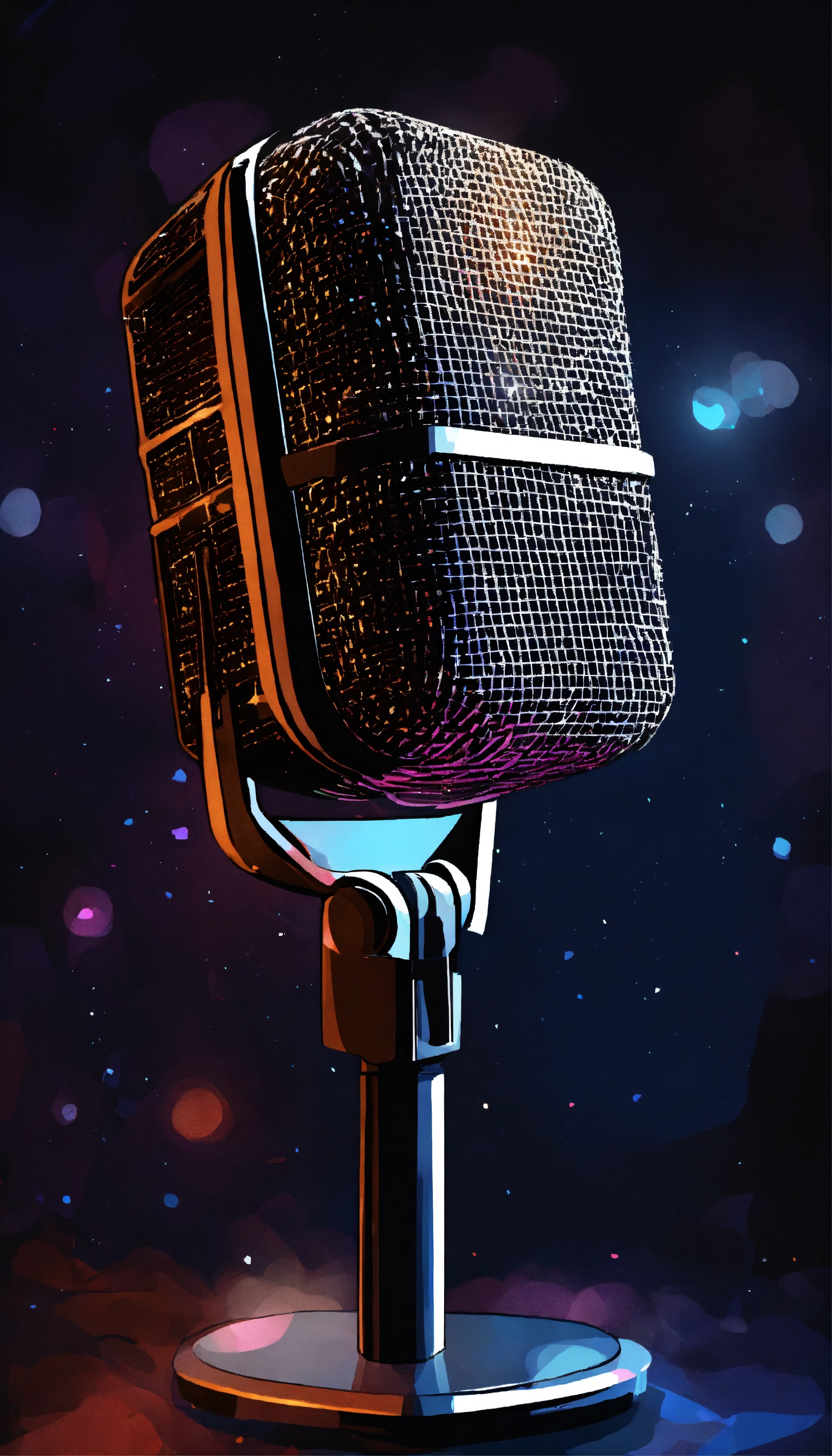 Lexica - Microphone, illustration, 2d, realism, black flat background ...