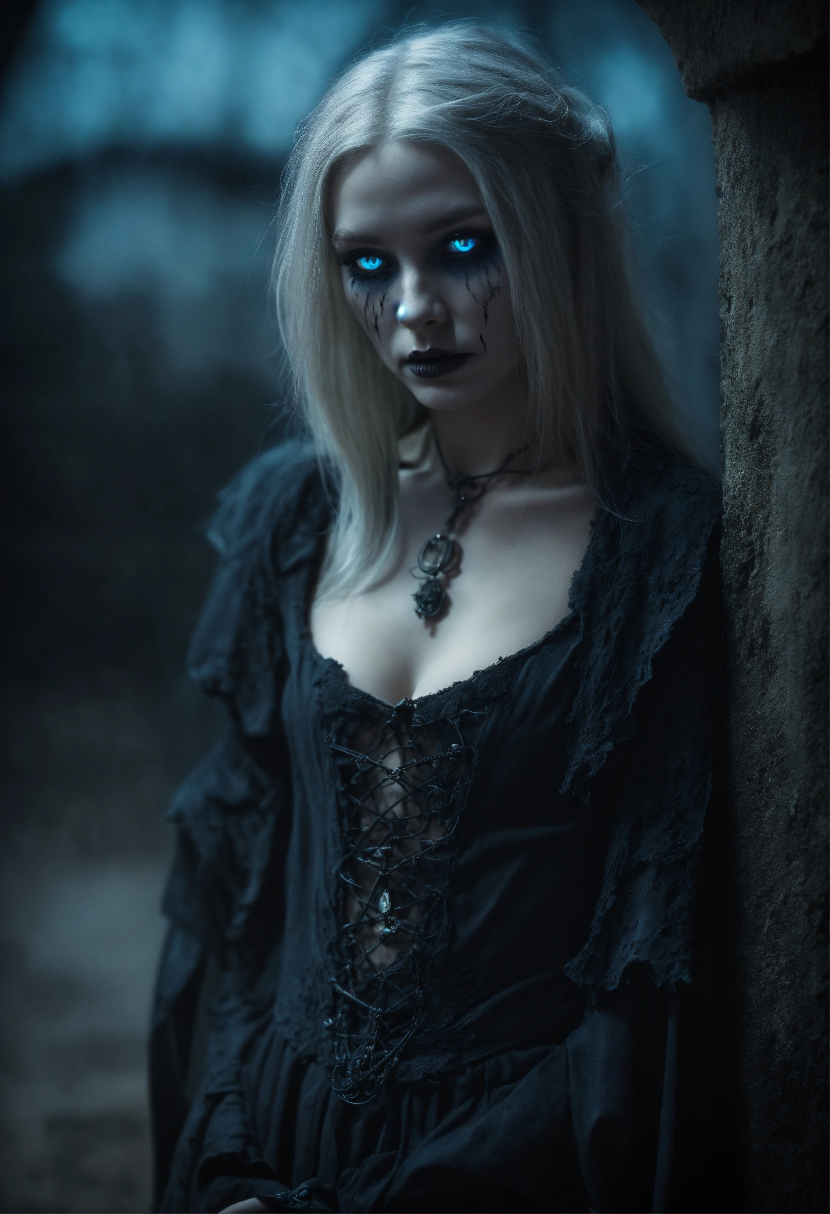 Lexica - Body portrait, child goth girl necromancer very skinny and ...