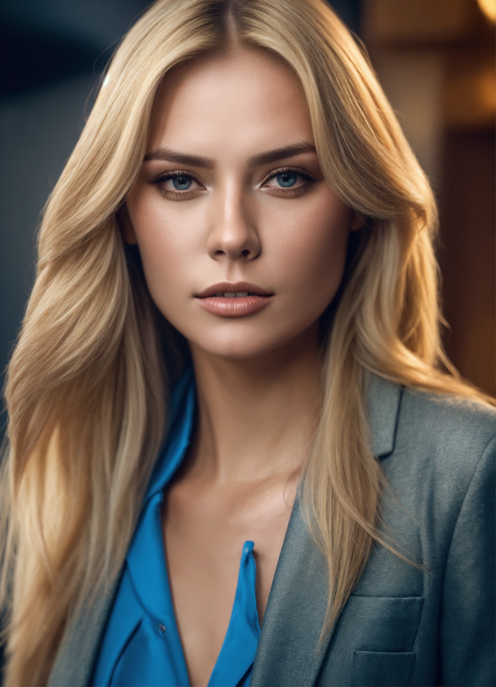 Lexica - Standing straight, blonde hair hair, powerful female ...