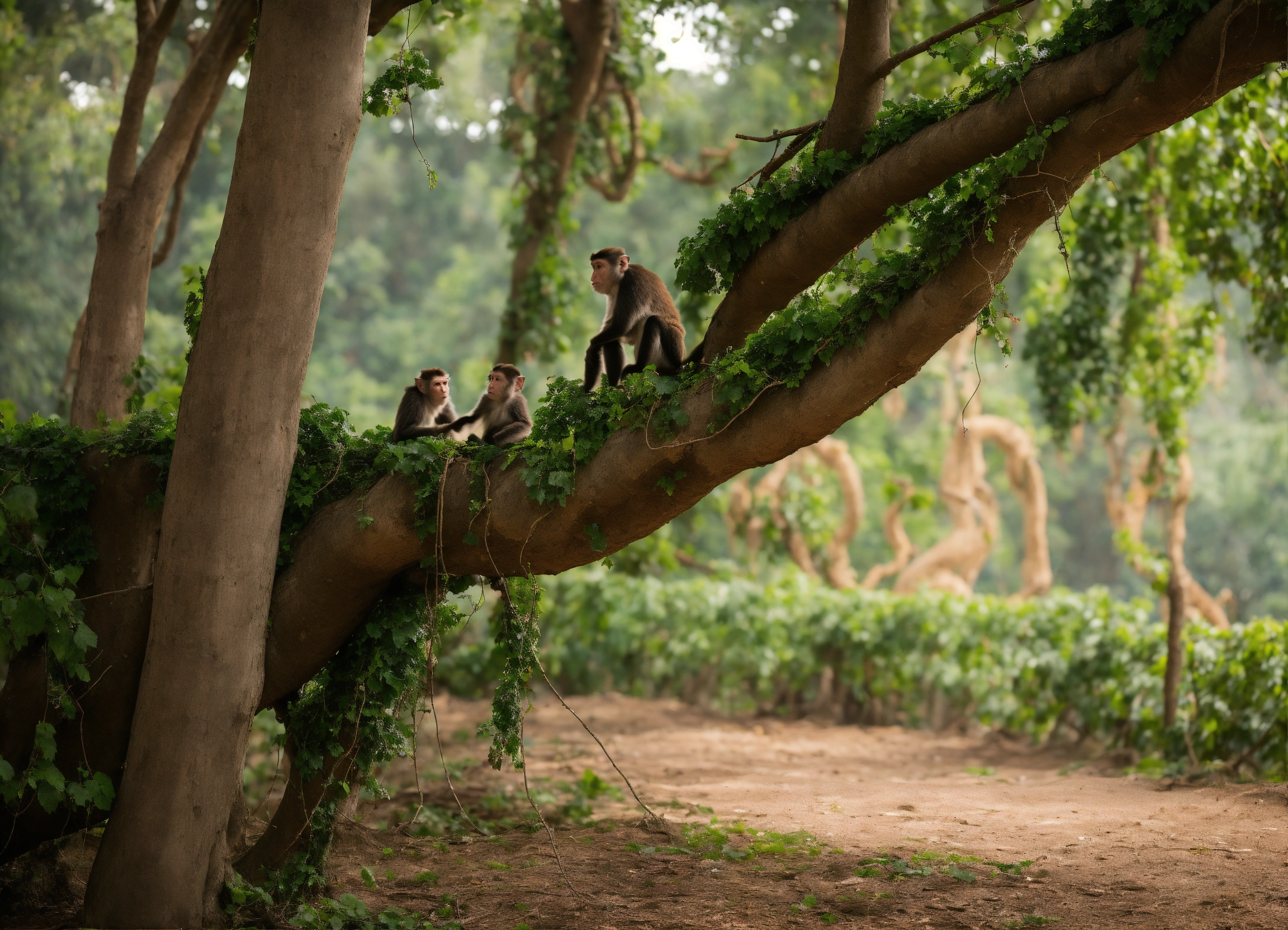 Lexica - A tree, falling vines, monkeys clinging to the vines