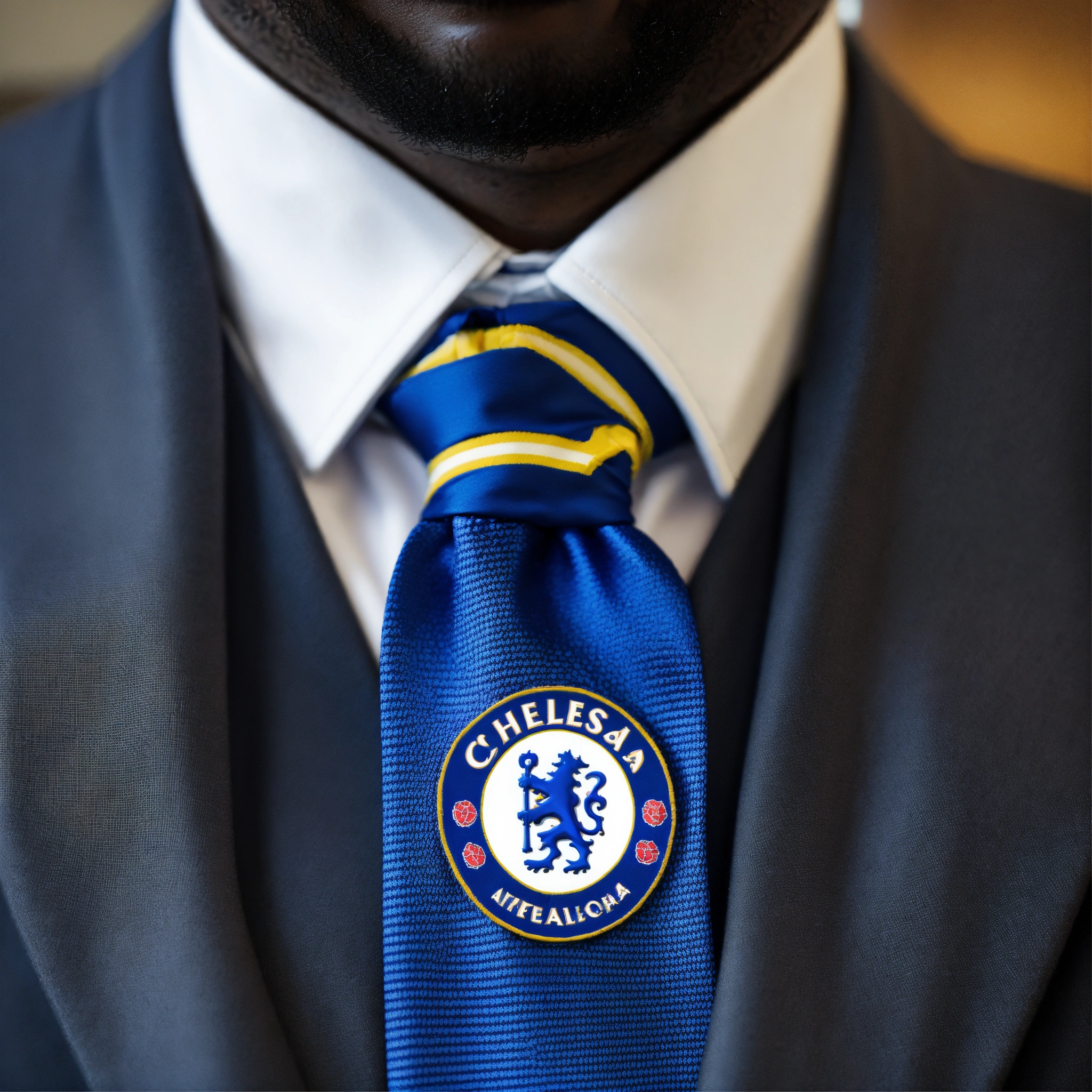 Lexica - Closeup of Faceless African lawyer dressed in a Chelsea soccer ...