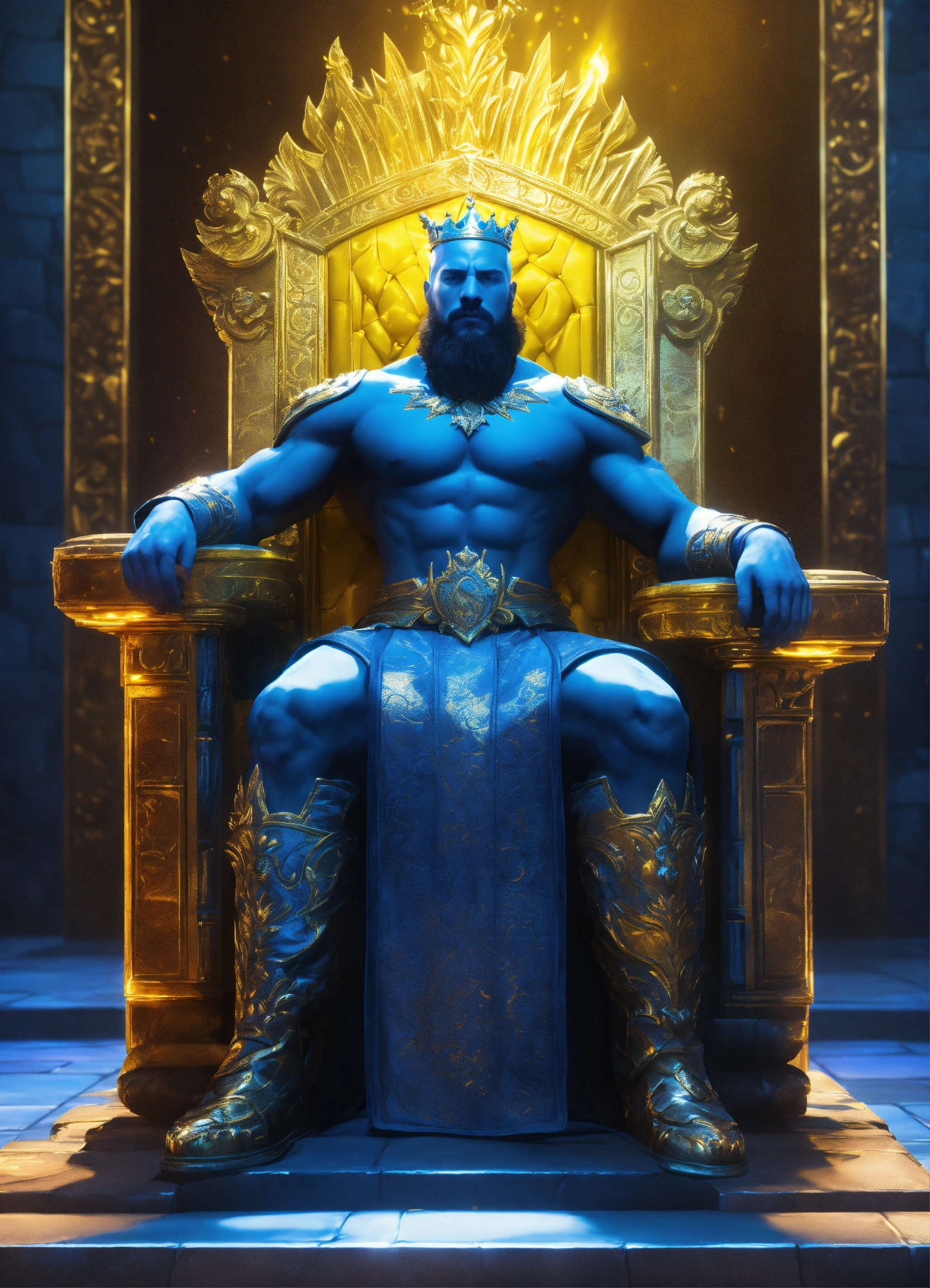 Lexica - Powerful king on the throne with glow background video game ...