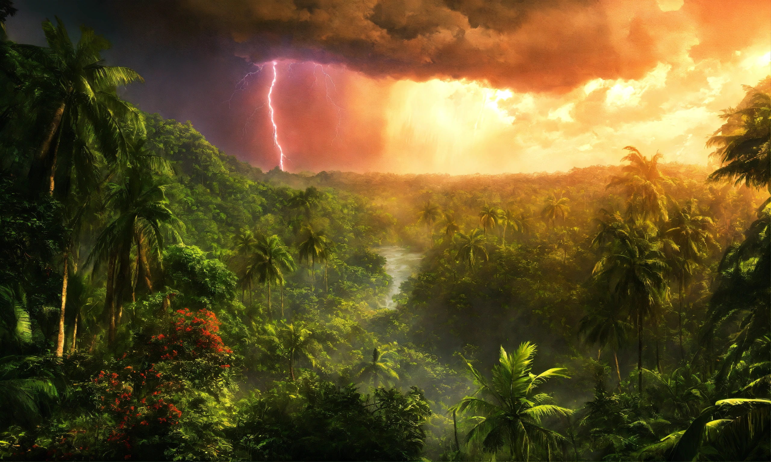 Lexica - One day, a colossal storm roared through the jungle.