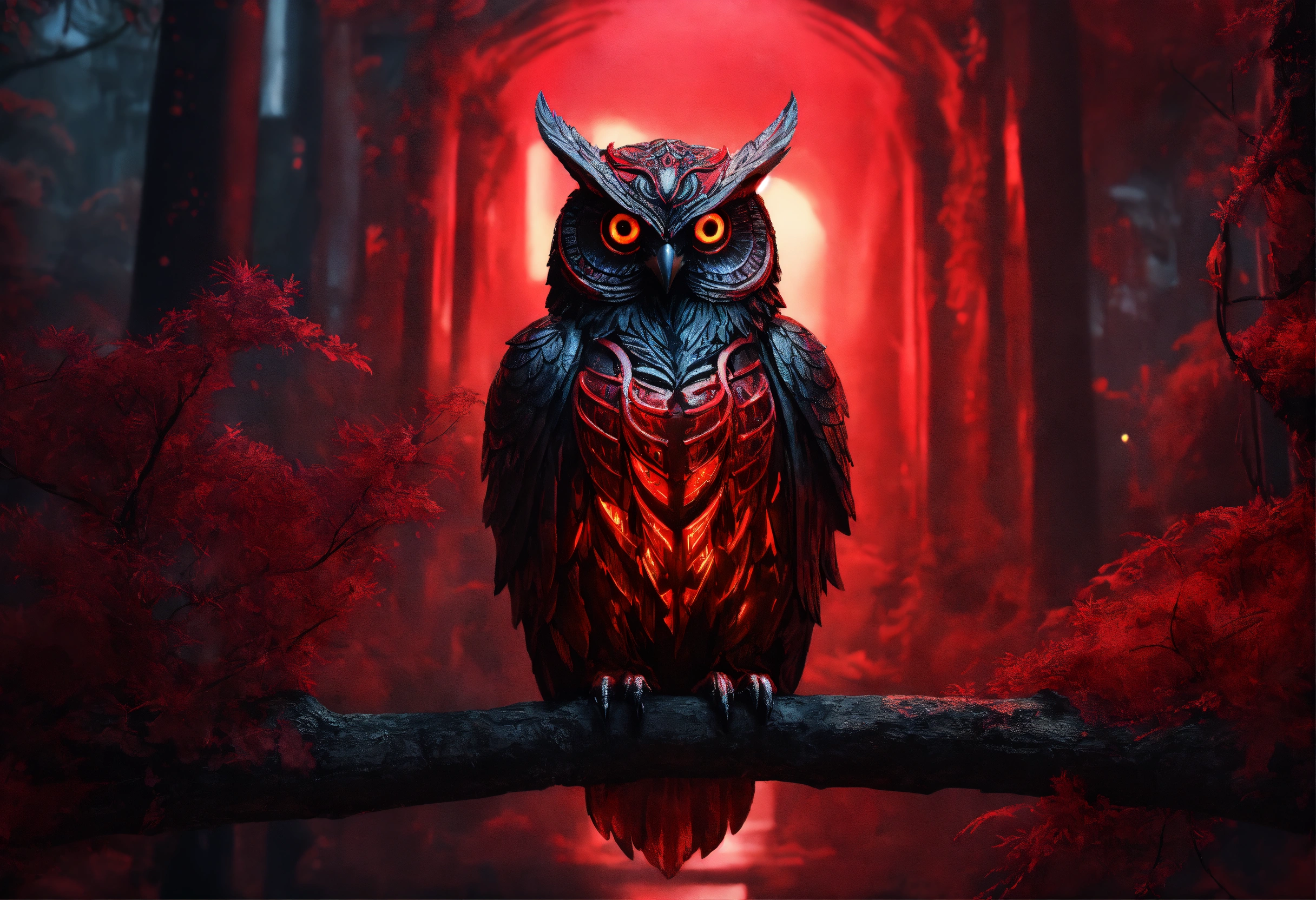 Lexica - Evil ferocious extraterrestrial predator owl, in red light and ...