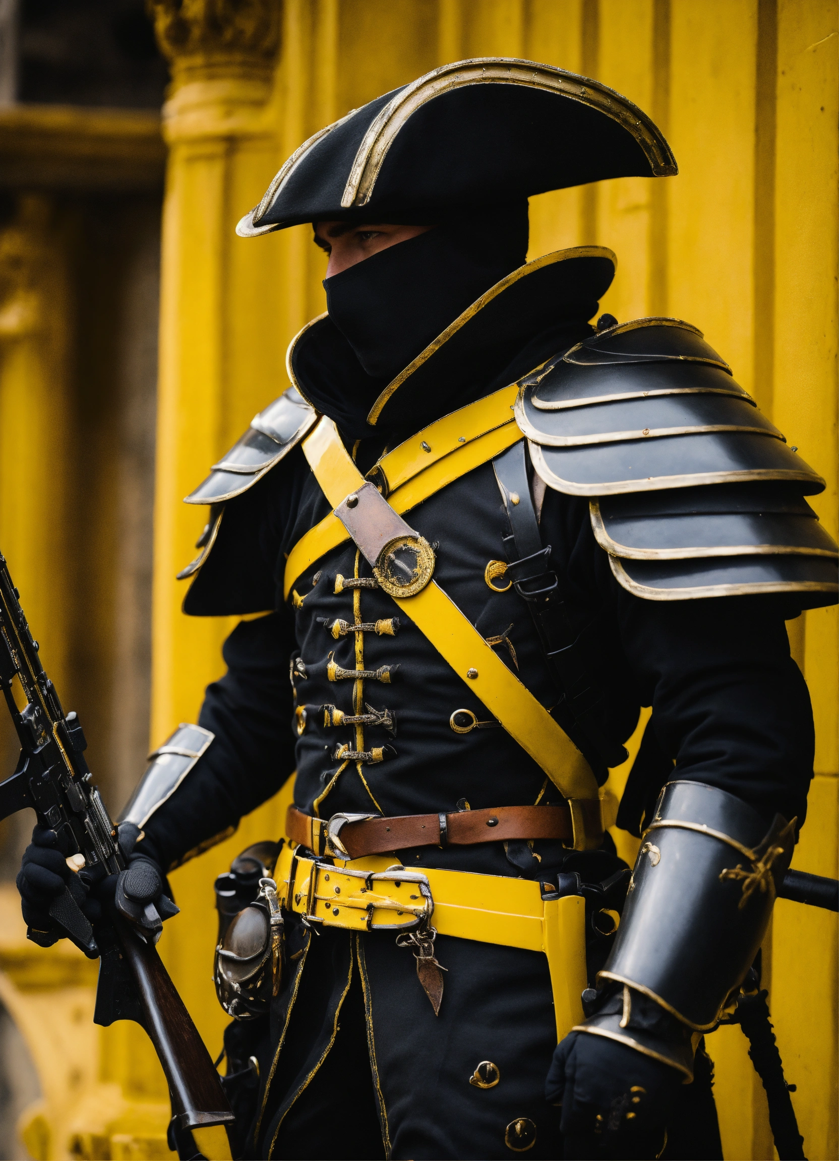 Lexica - Black and yellow armor, flintlock, male soldier