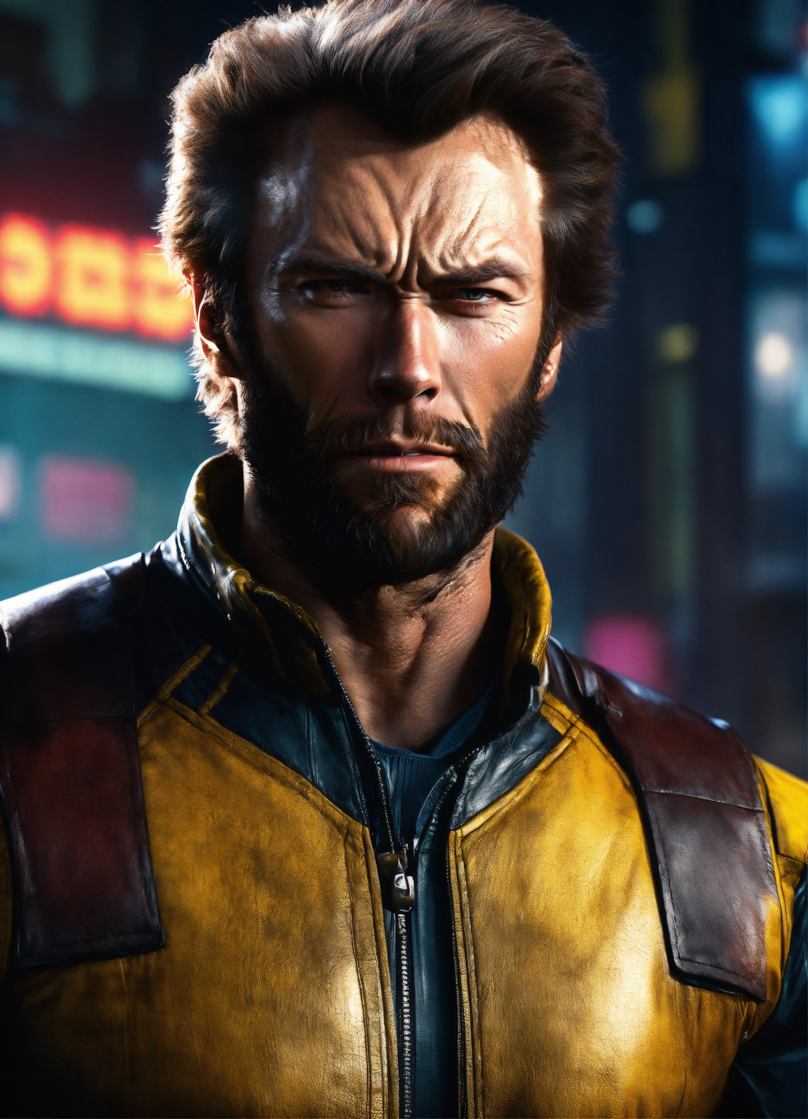 Lexica - Young Clint Eastwood with Wolverine hairy and beard, is ...