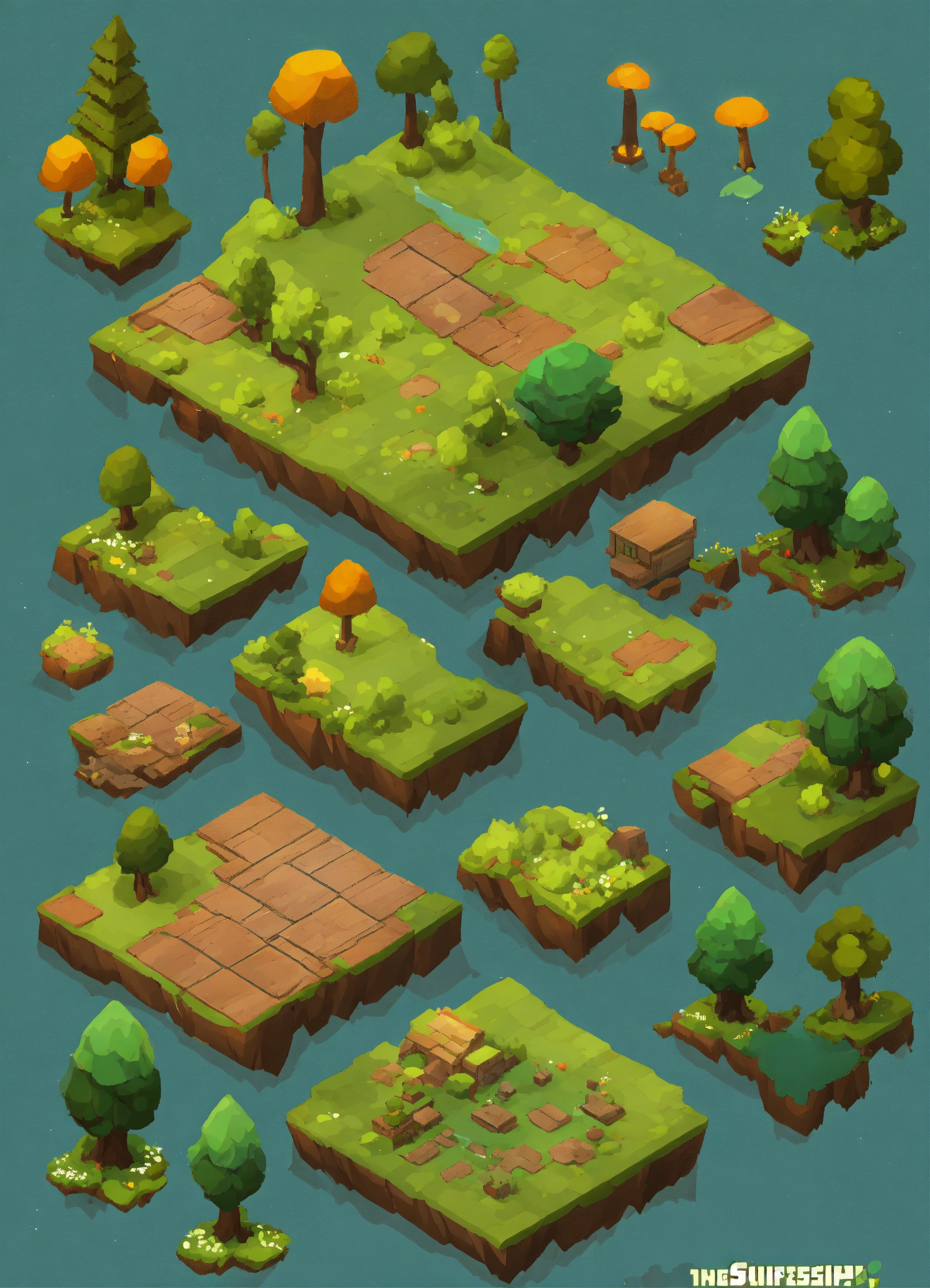 Lexica - Isometric, orthographic, forest tiles, game environment asset ...