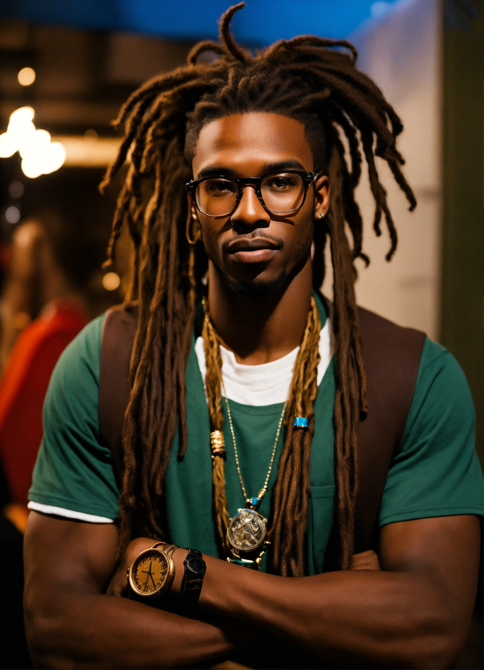 Lexica - Black male 20 year old, bronze skin, long brown dreads ...
