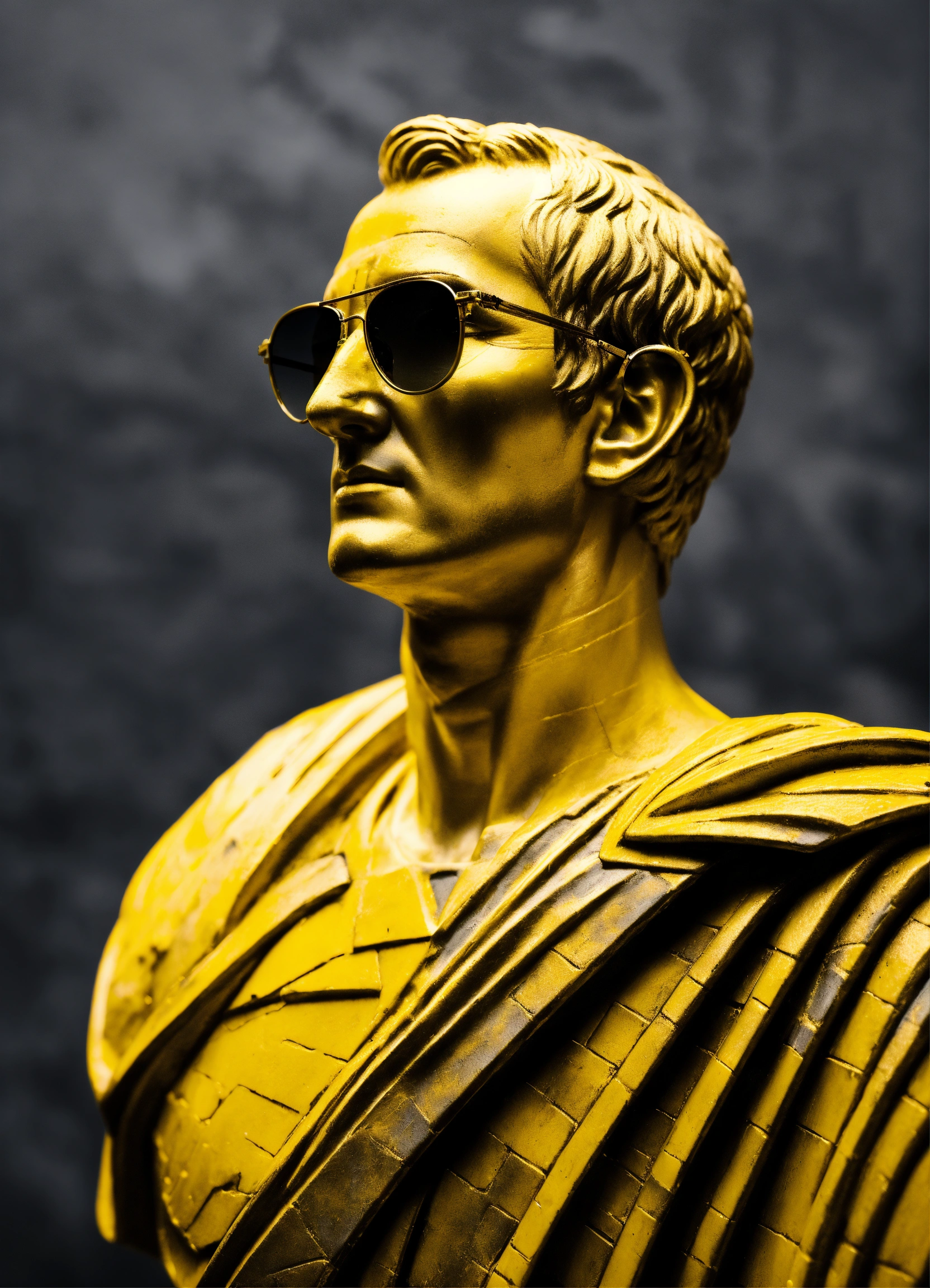 Lexica - Julius Caesar statue with yellow color and matte texture, with ...