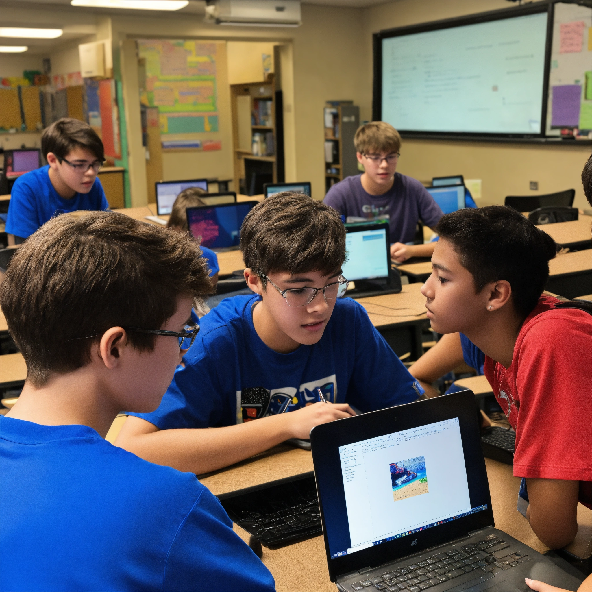 Lexica - A photo of a group of students working on a computer coding ...