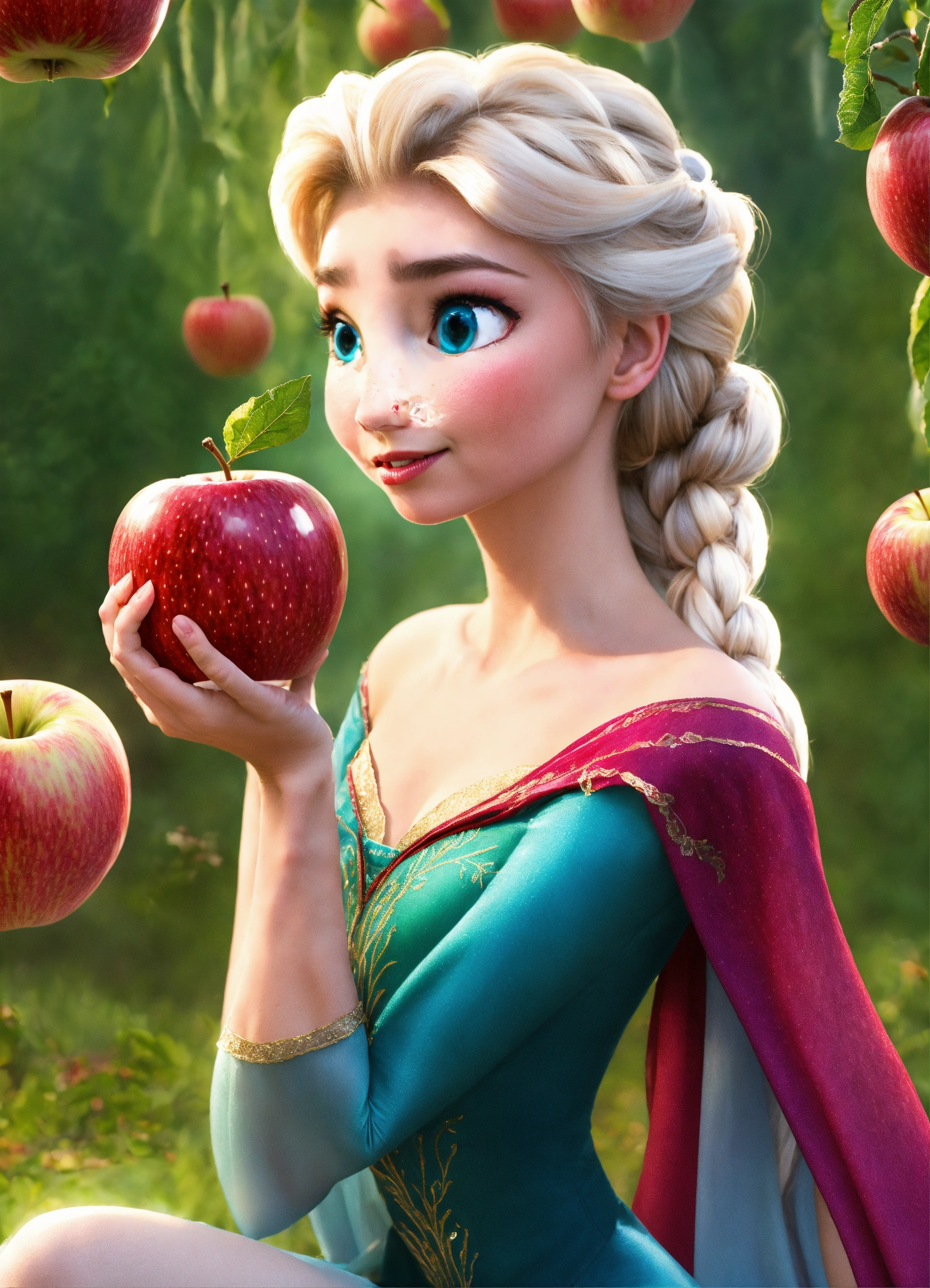 Lexica - Elsa eats an apple