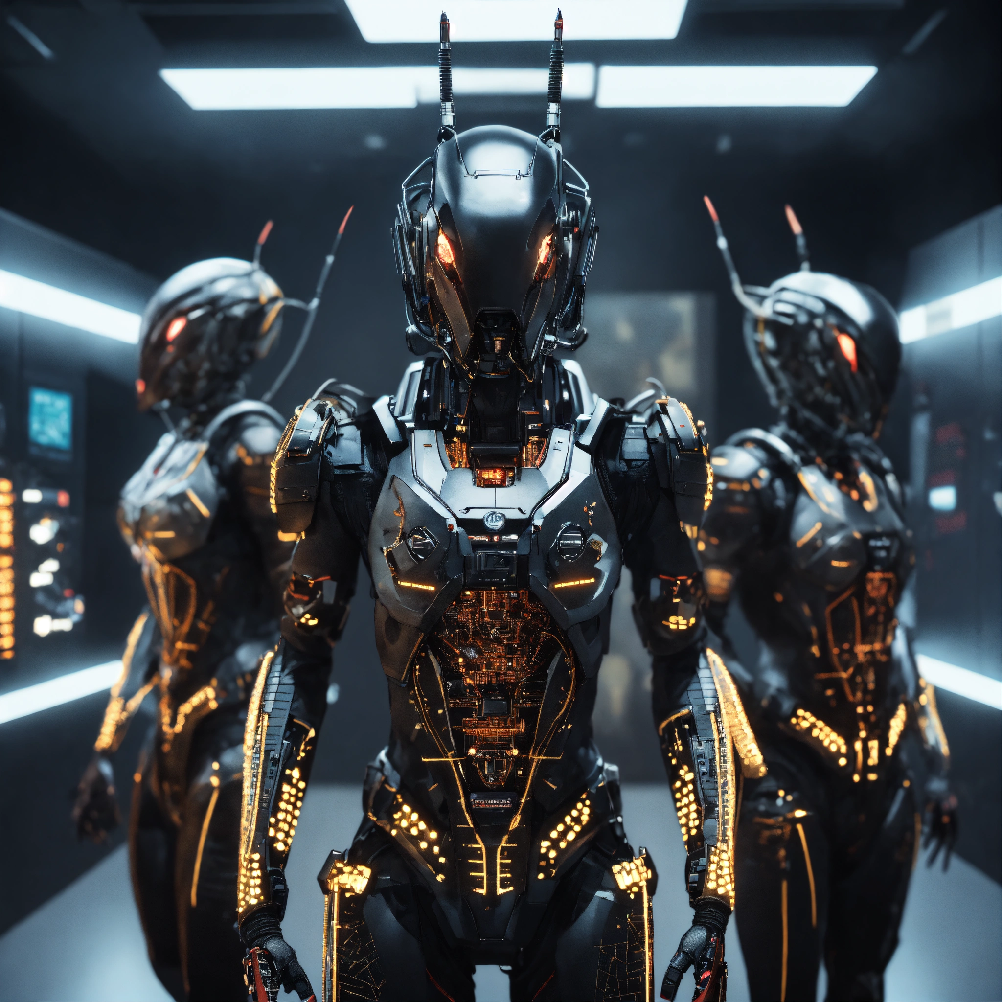 Lexica - Group of 3 black cockroach faced humanoids with detailed ...