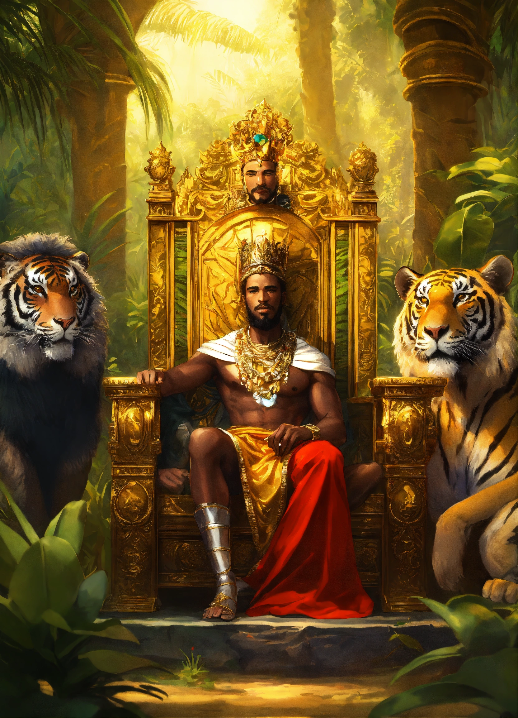 Lexica - Handsome african king and gorgeous queen sit on an ornate ...