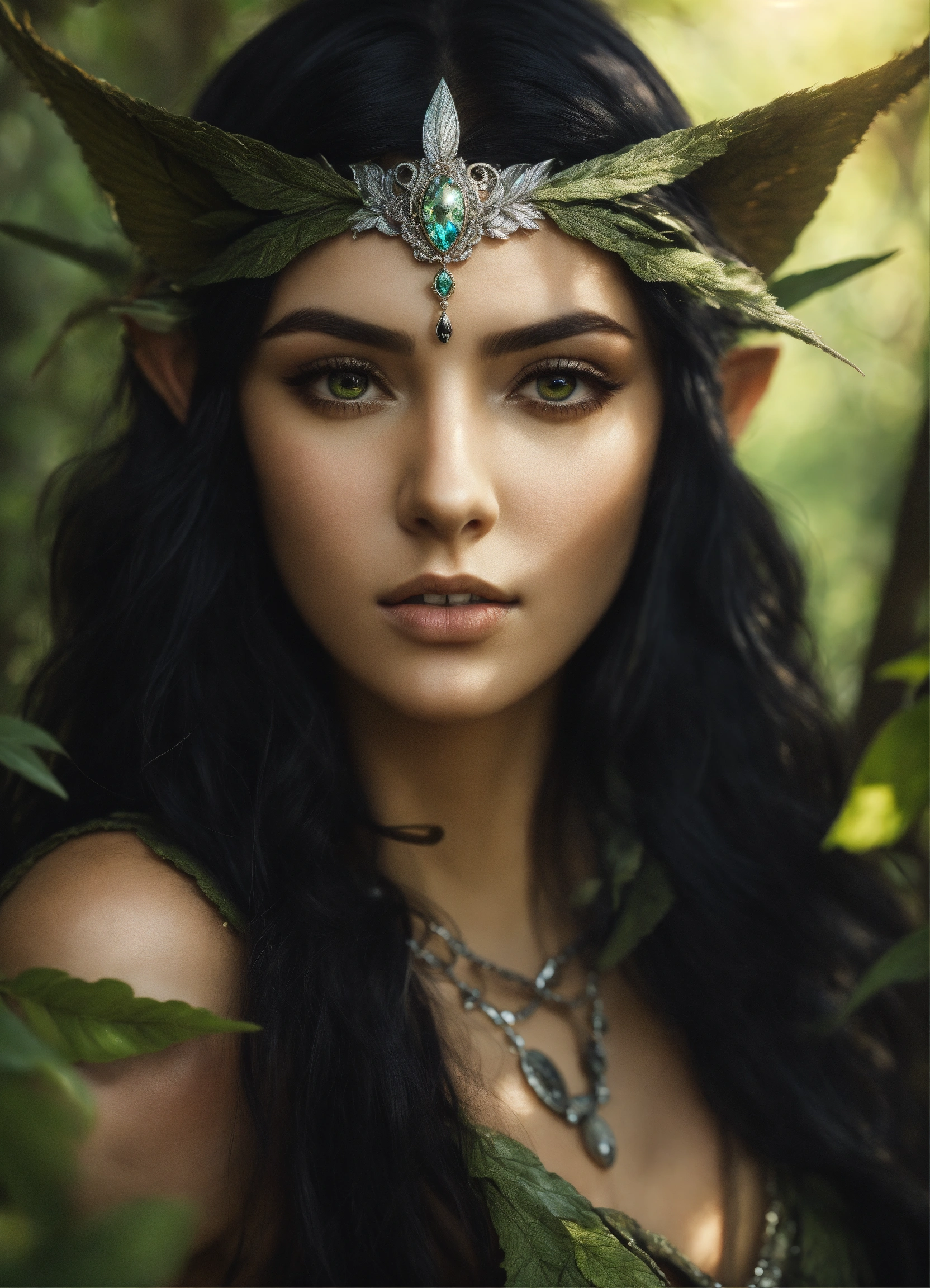 Lexica - Beautiful elven woman with black hair, olive complexion, and ...