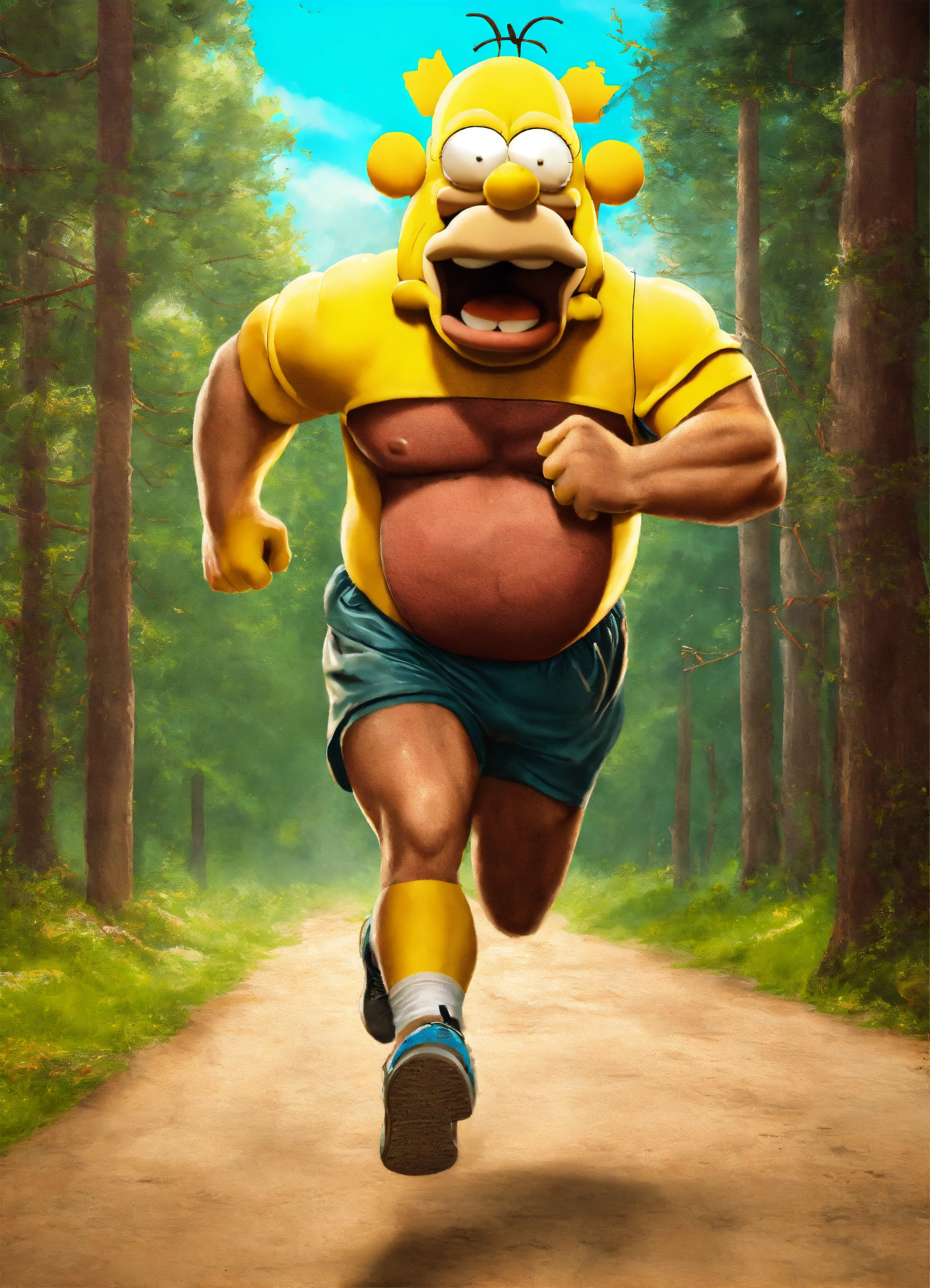 Lexica - Humoristic Homer Simpson body mixed with wild boar head ...