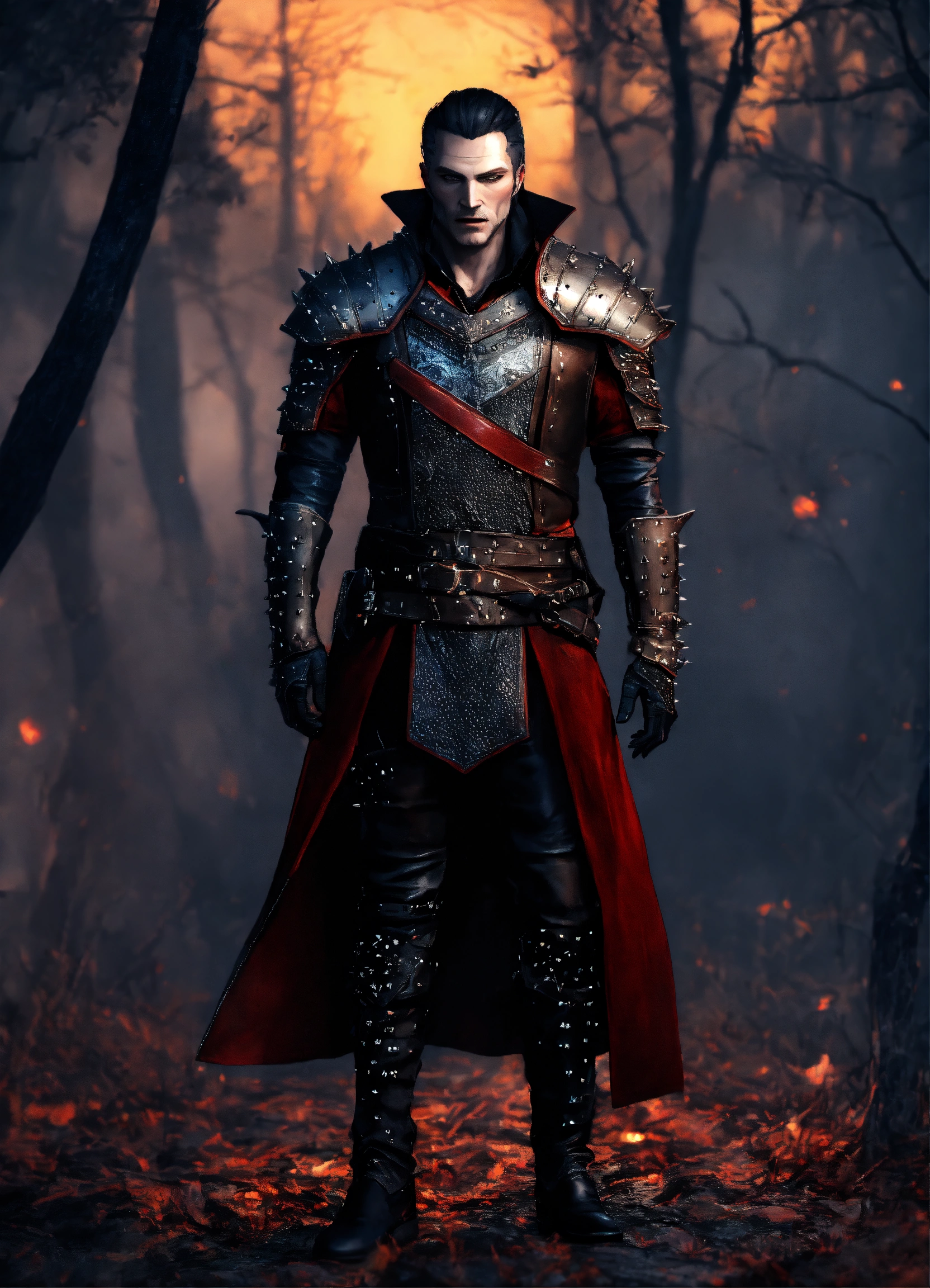 Lexica - Male vampire witcher wearing studded leather armor