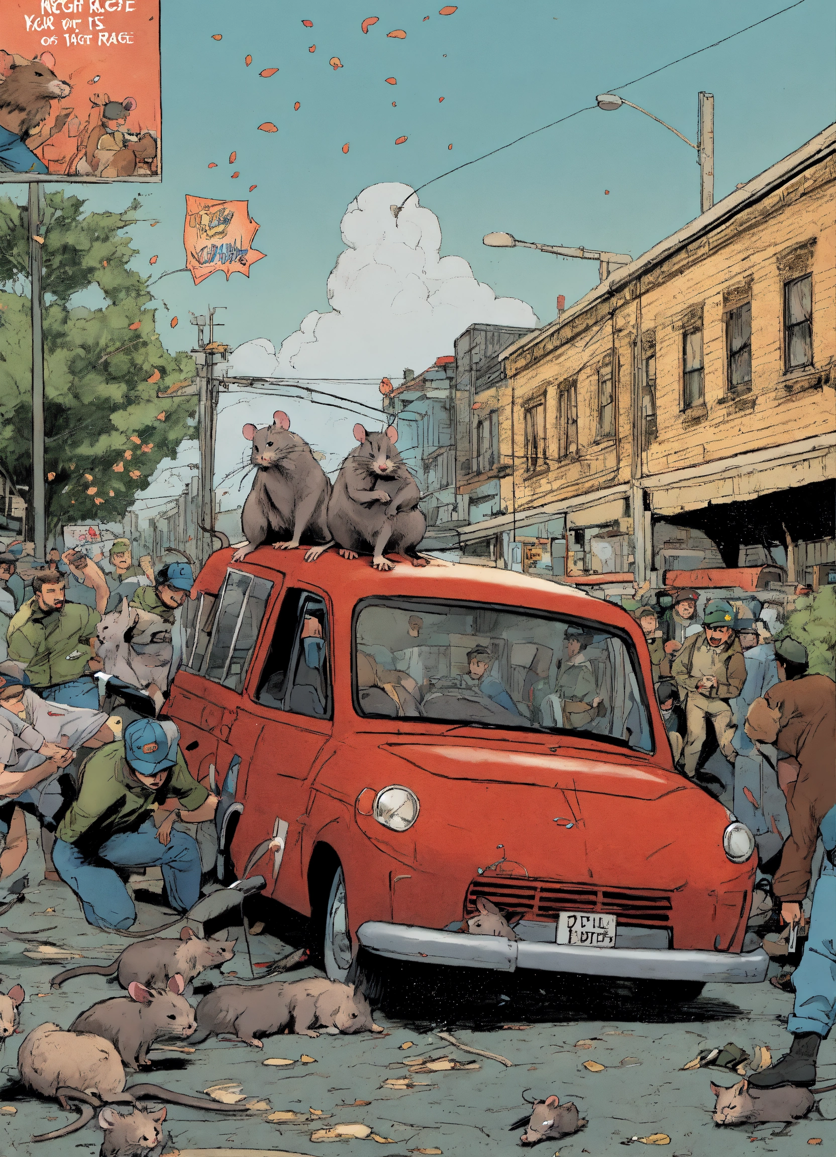 Lexica - Rat comics leaps of rage on a cap on the ground, frustrate