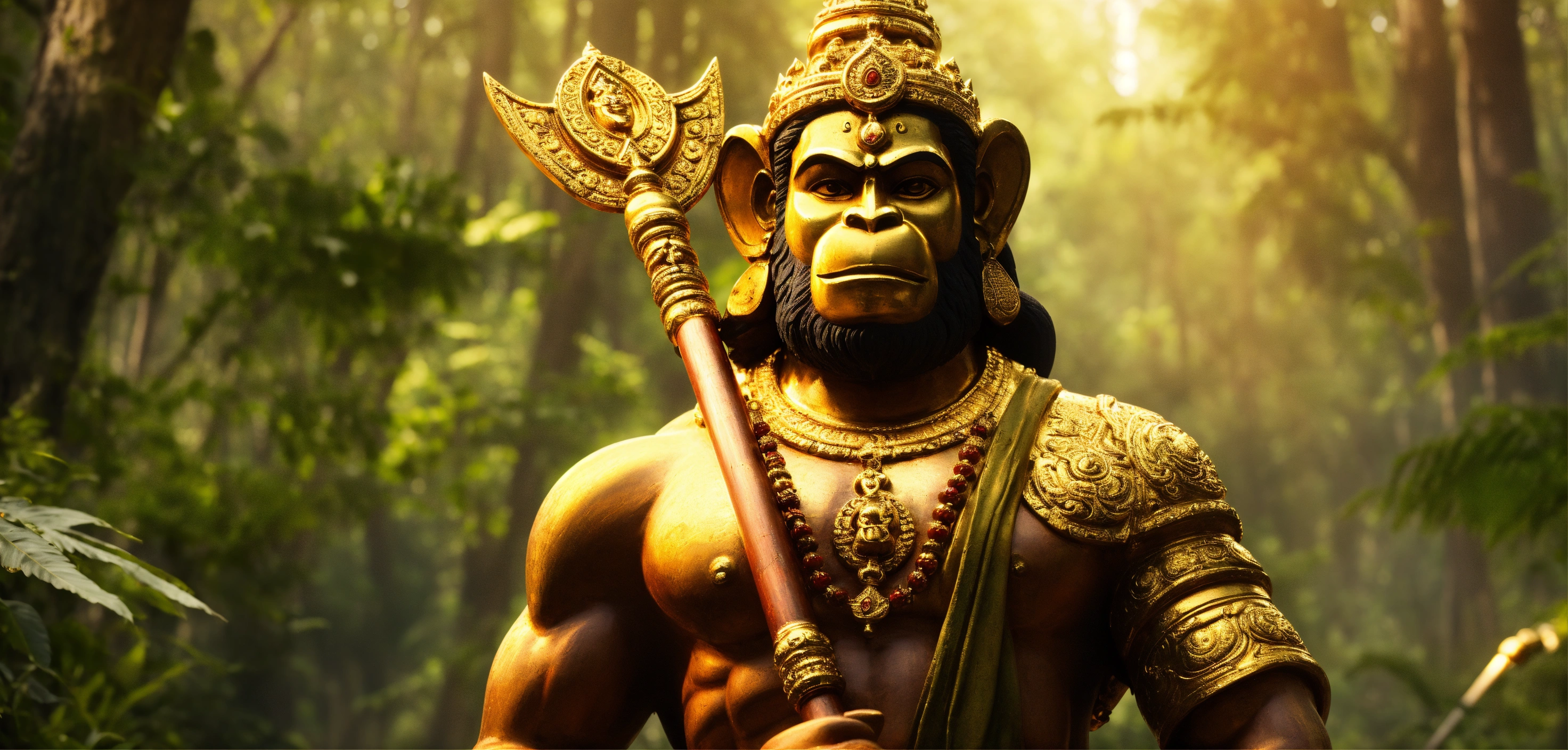 Lexica - A hindu god named hanuman, with strong body and gold to his ...