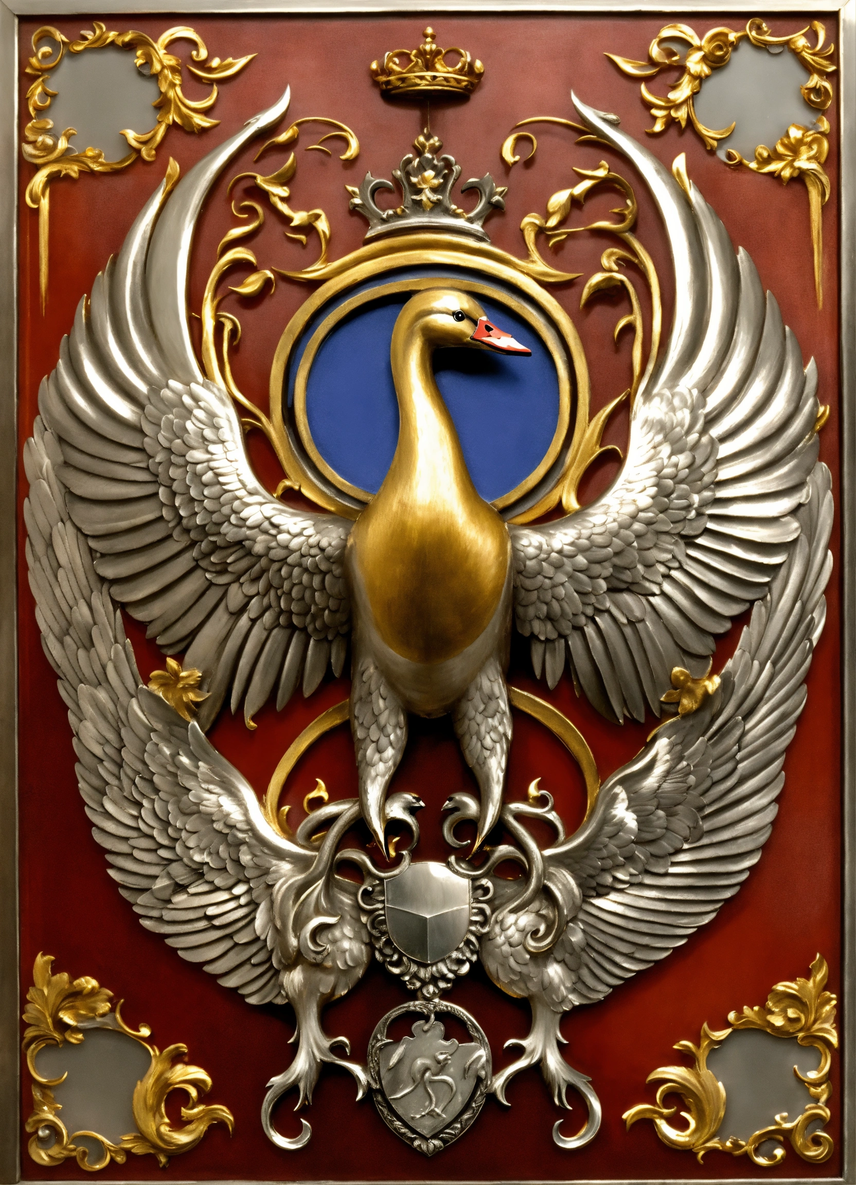 Lexica - Heraldry coat of arms for a swan, art neavou, silver swan