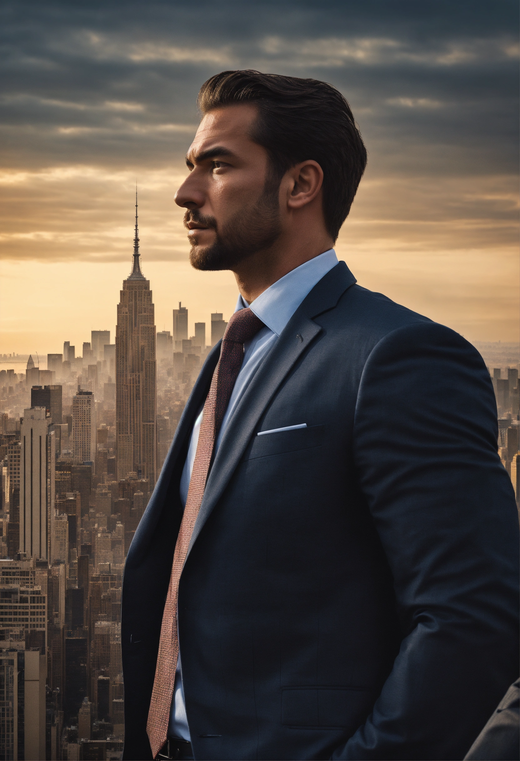 Lexica - Design a compelling image, tall and strong man, side profile ...