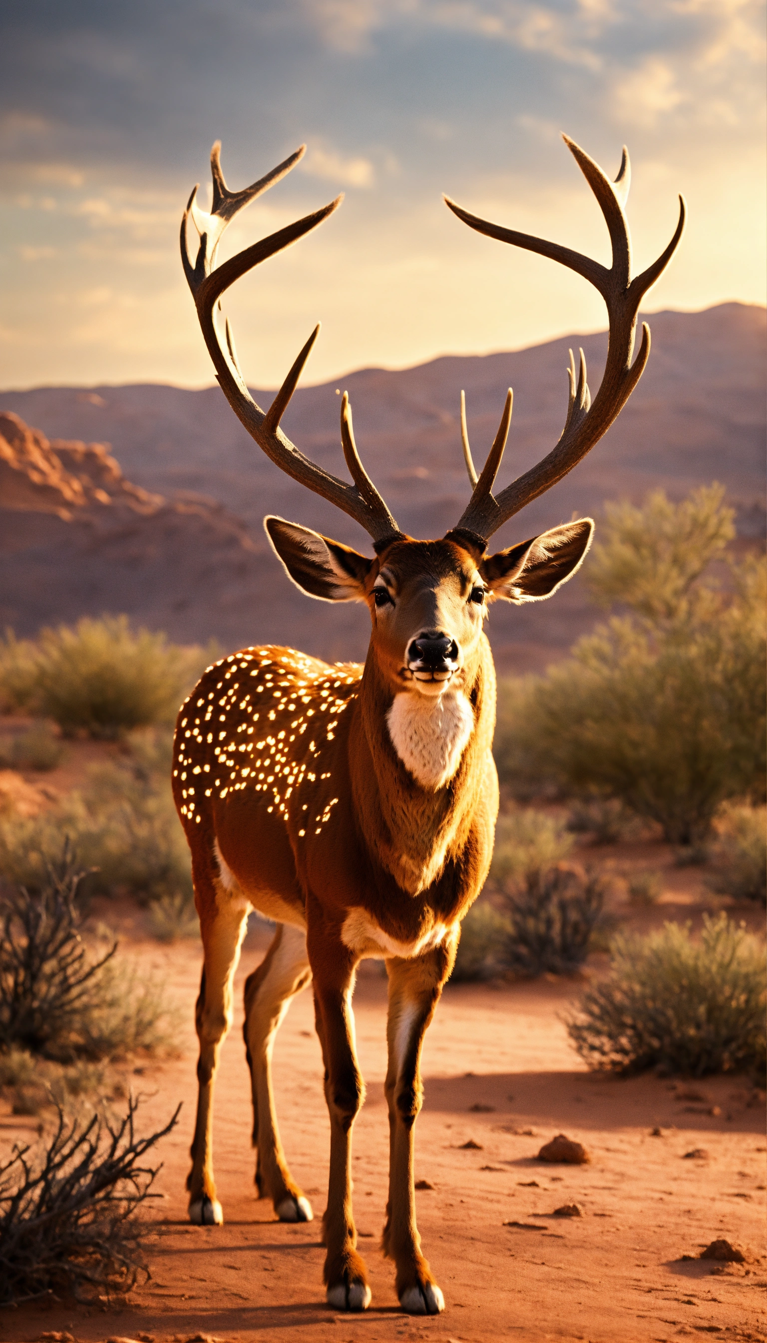 Lexica - Realistic, the flash themmed deer, in the desert, amazing ...