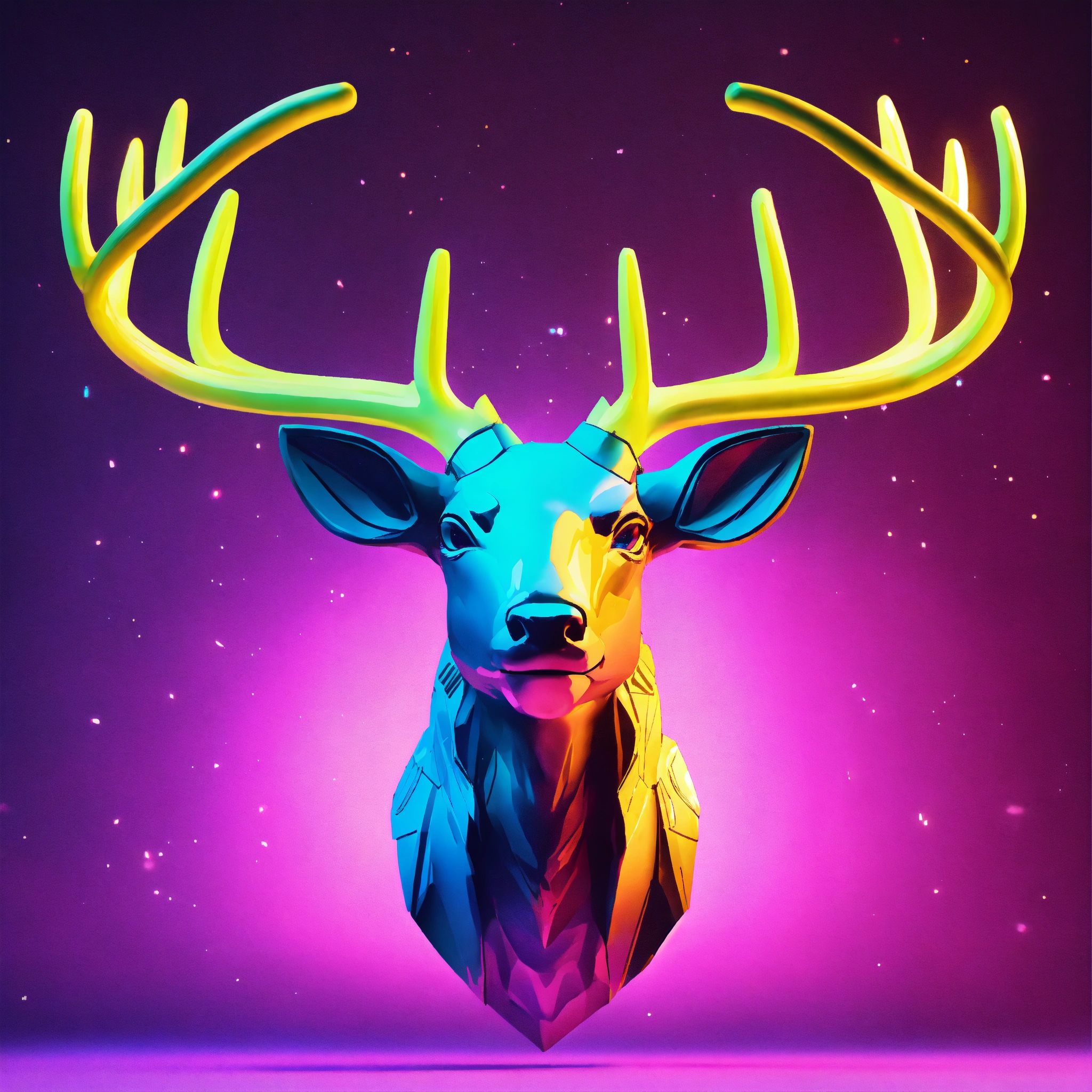 Lexica - Neon Bio luminescent deer with antlers