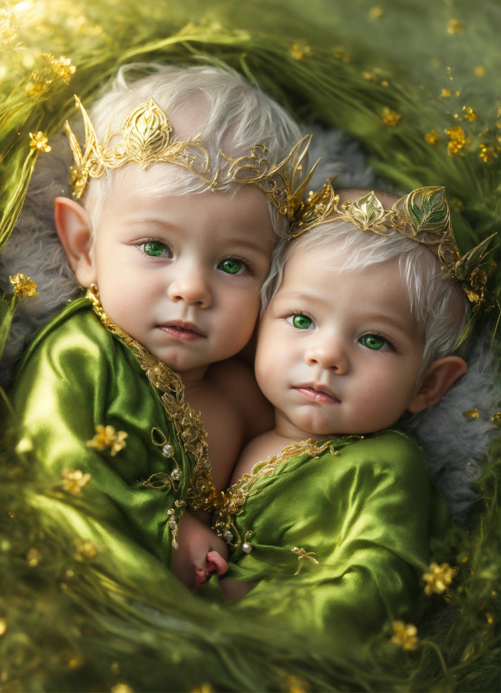 Lexica - Fantasy, baby, elf, gold skin, green eyes, silver hair, new ...