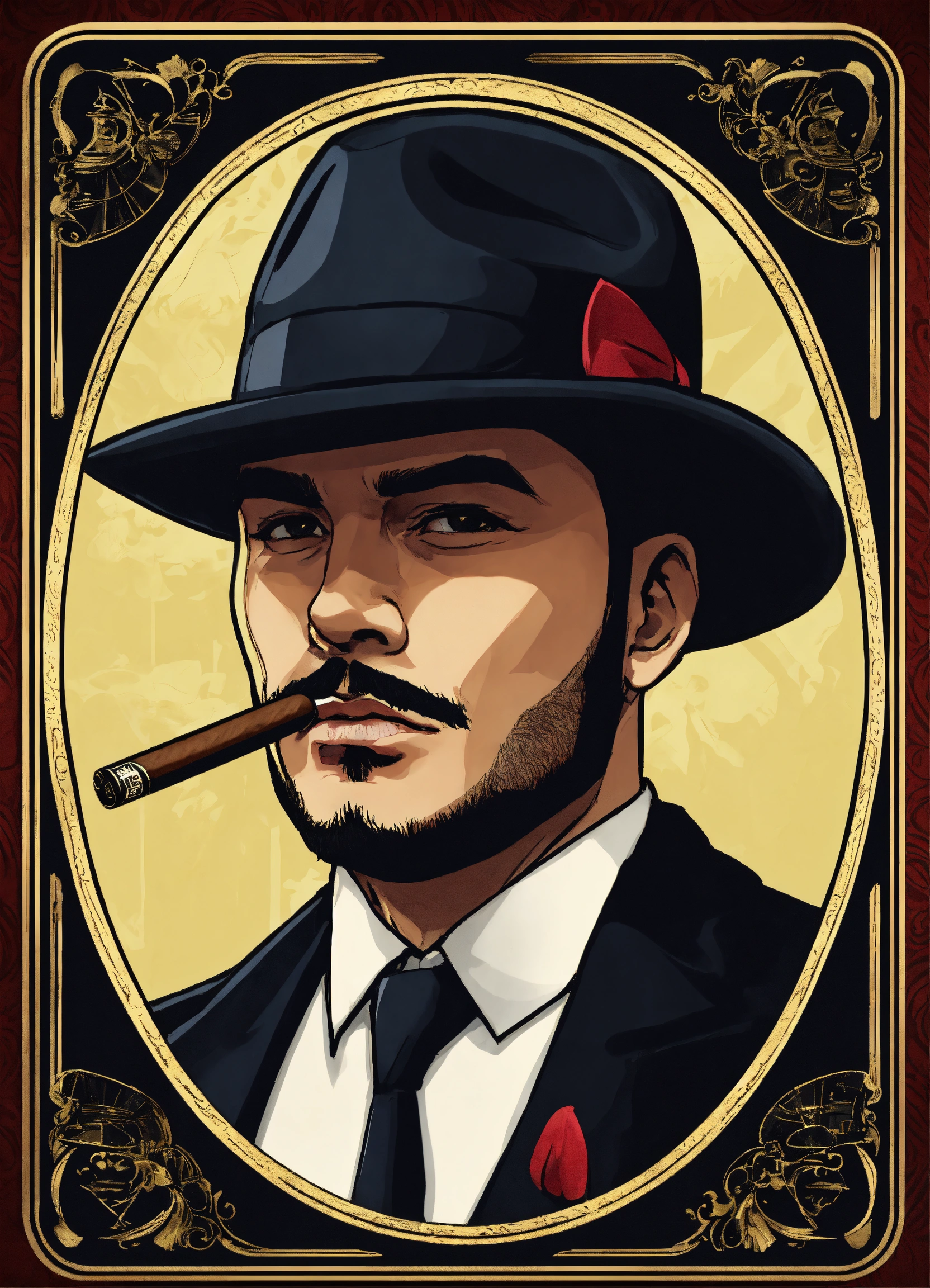 Lexica - Design a Gangster-themed playing card featuring a mysterious ...